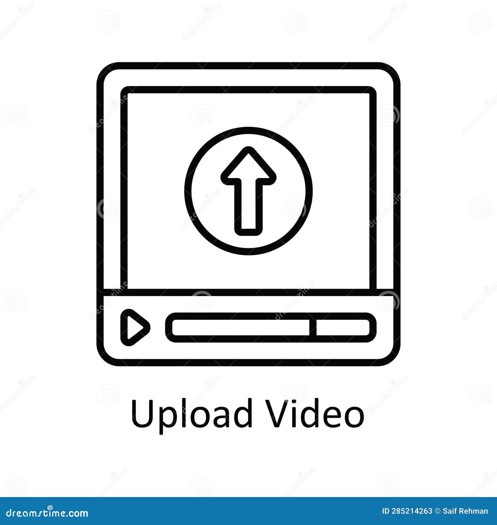 Upload Video Vector Outline Icon Design Illustration. Online Streaming ...