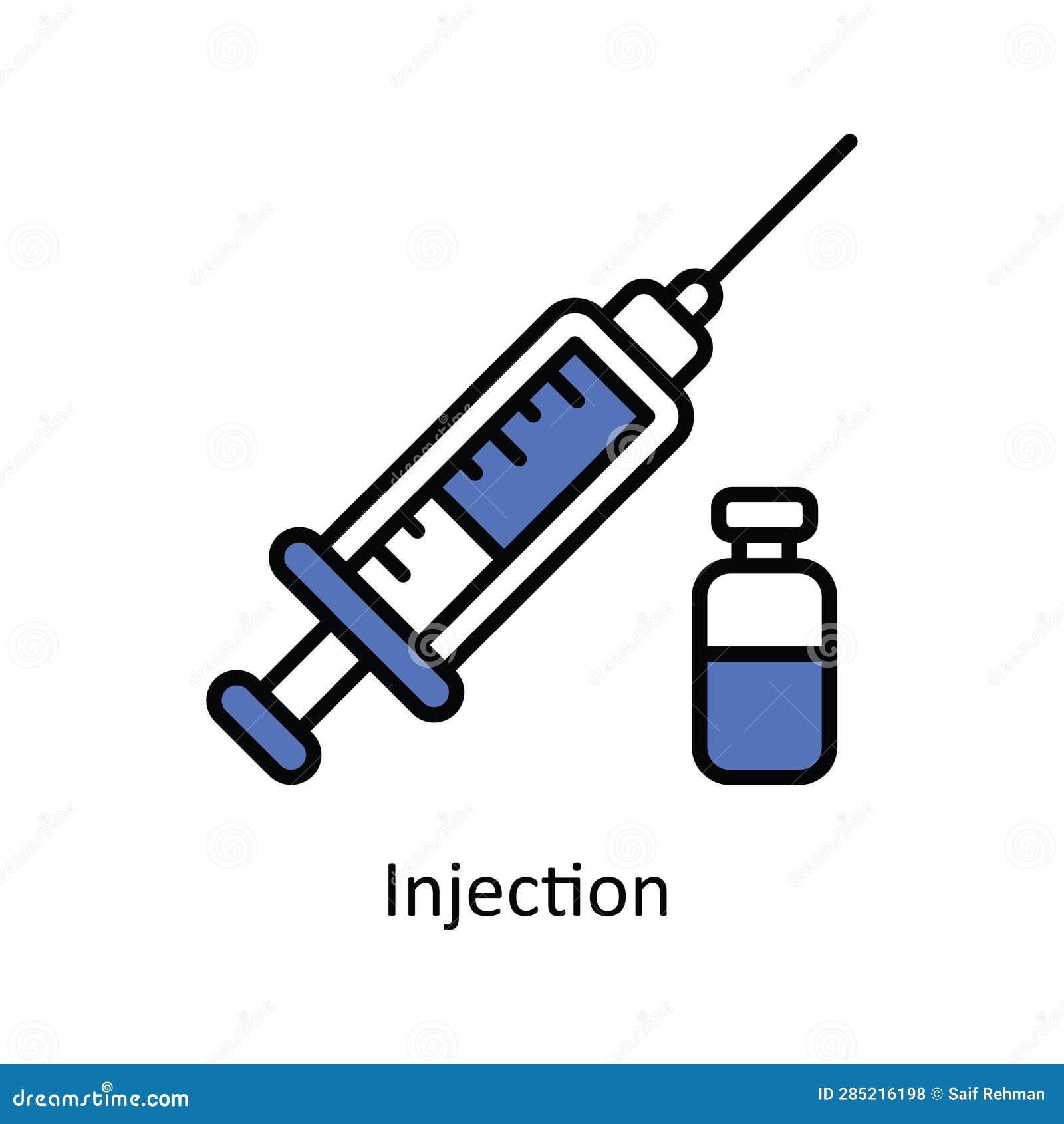 Injection Vector Fill Outline Icon Design Illustration. Pharmacy Symbol ...
