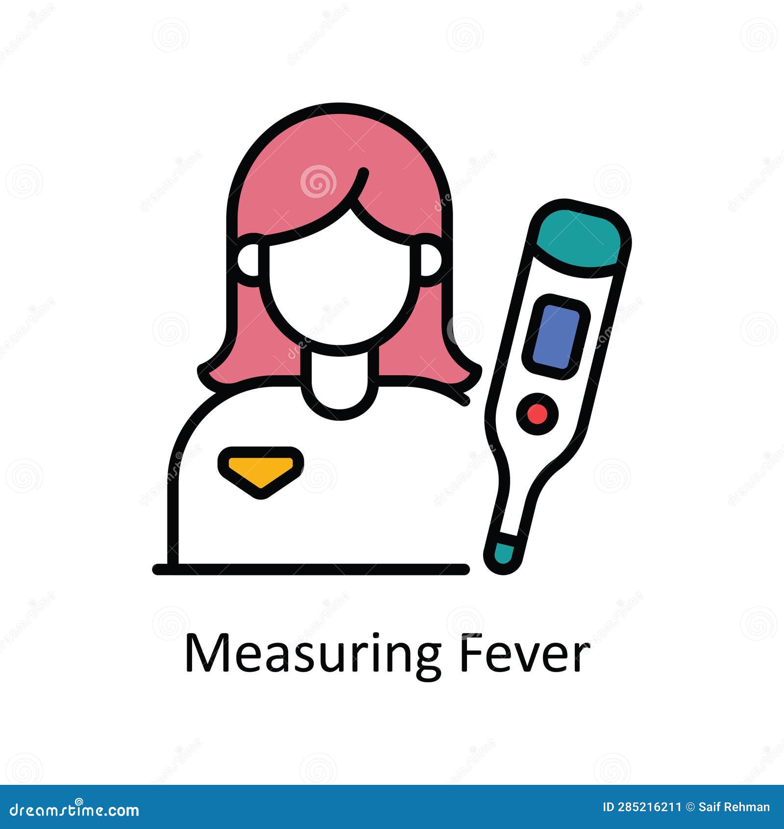 Measuring Fever Vector Fill Outline Icon Design Illustration. Pharmacy ...