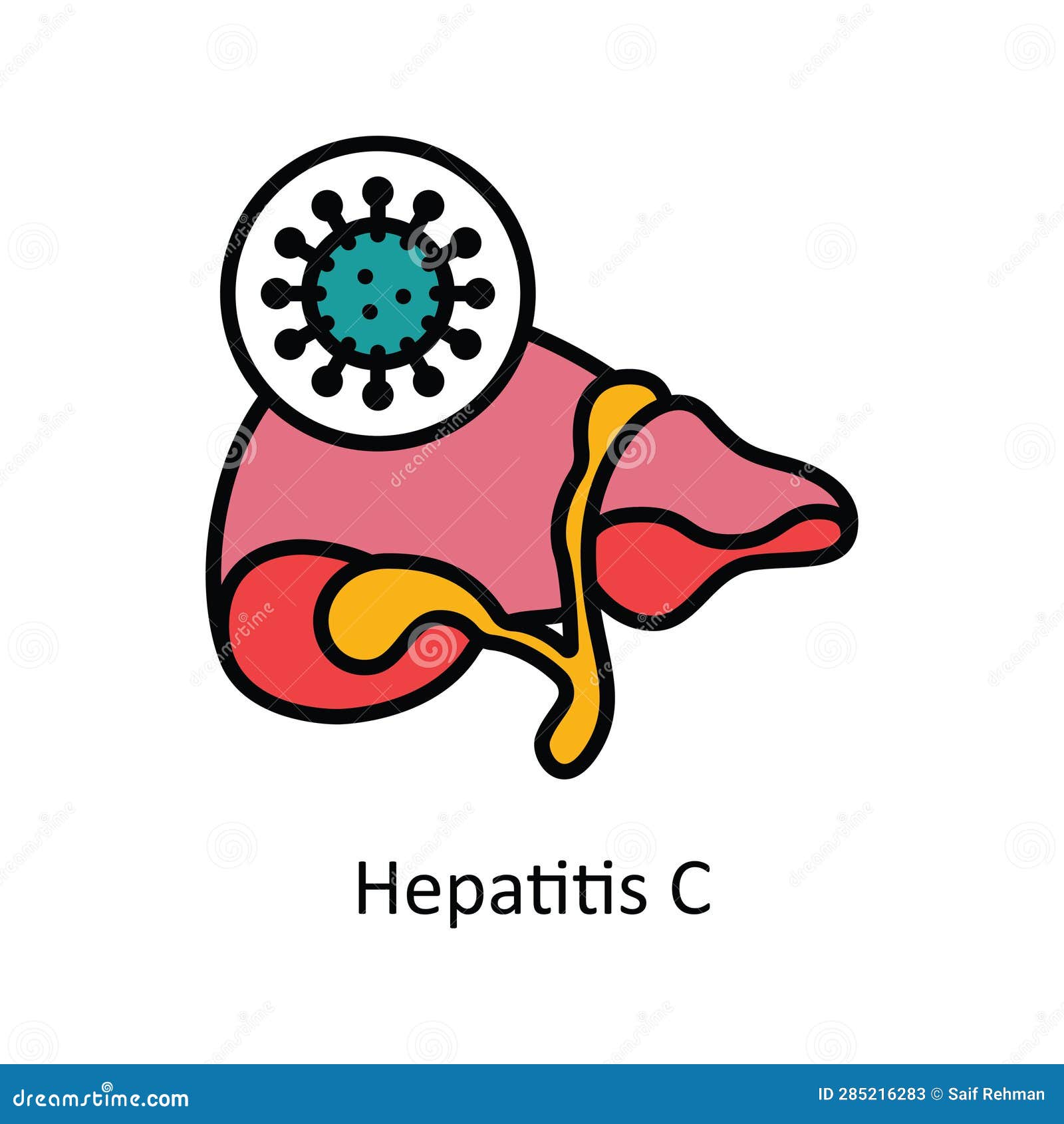 Hepatitis C Vector Fill Outline Icon Design Illustration. Pharmacy ...