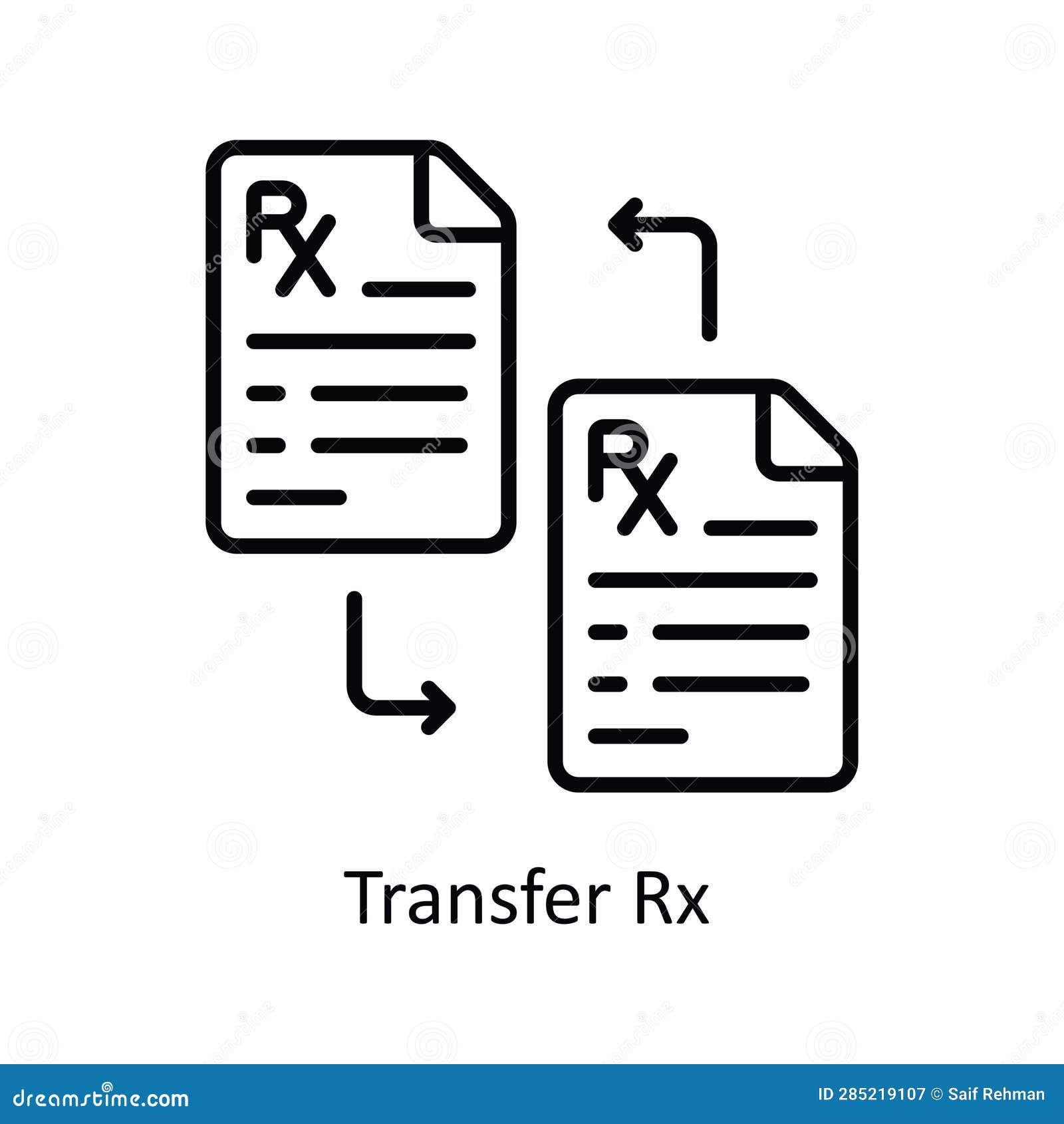 Transfer Rx Vector Outline Icon Design Illustration. Pharmacy Symbol on ...