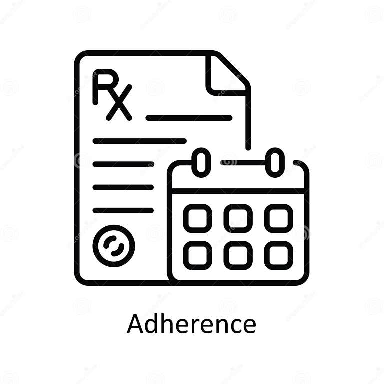 Adherence Vector Outline Icon Design Illustration. Pharmacy Symbol on ...