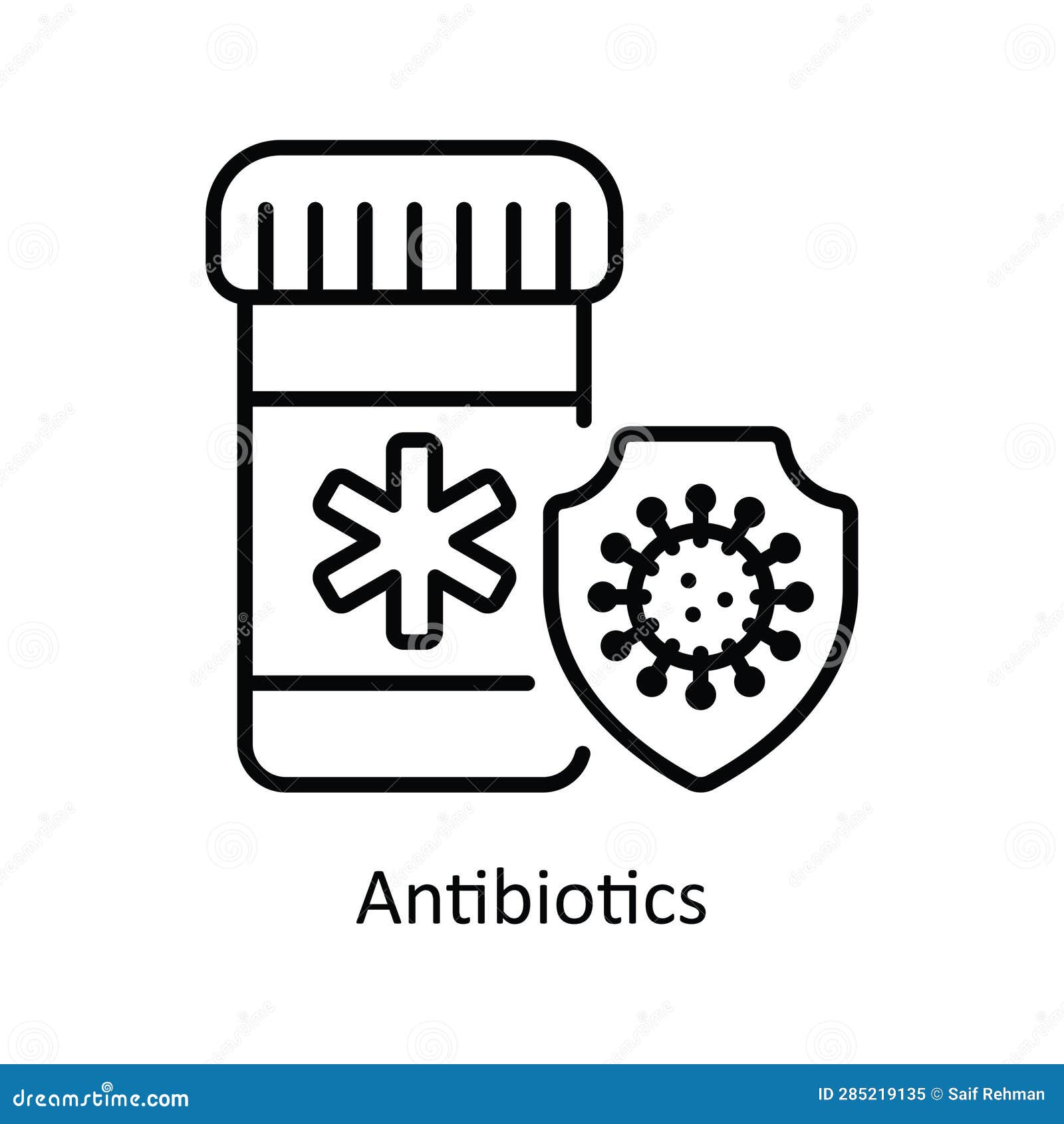 Antibiotics Vector Outline Icon Design Illustration. Pharmacy Symbol on ...