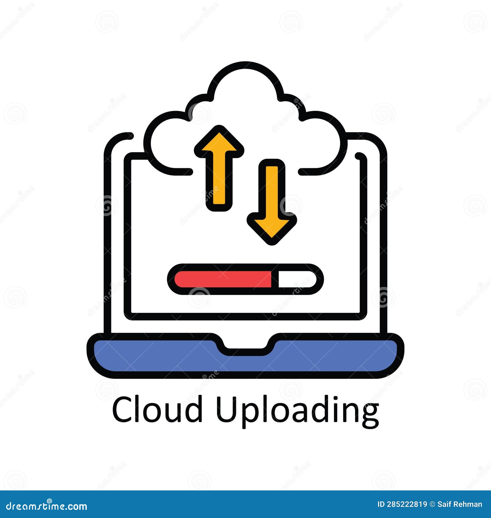 Cloud Uploading Vector Fill Outline Icon Design Illustration. Product ...