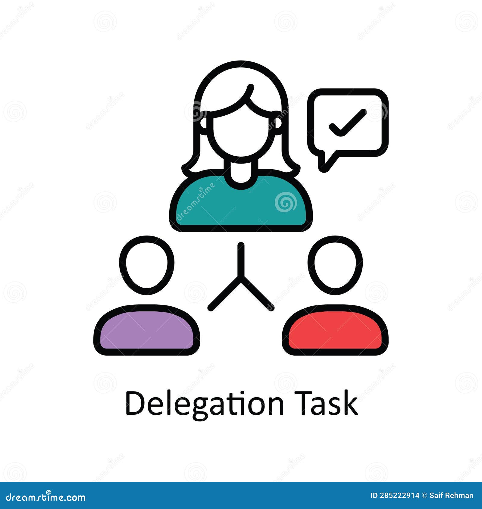 Delegation Task Vector Fill Outline Icon Design Illustration. Product Management Symbol on White ...