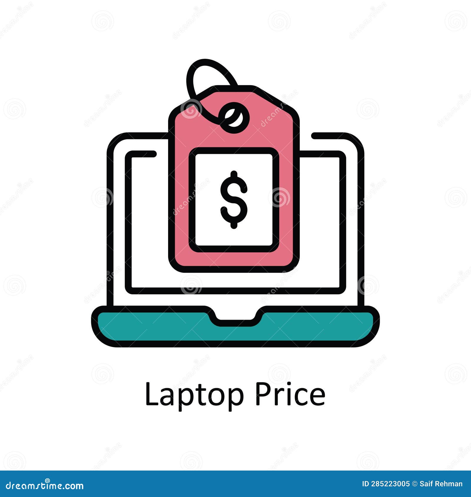 Laptop Price Vector Fill Outline Icon Design Illustration. Product ...