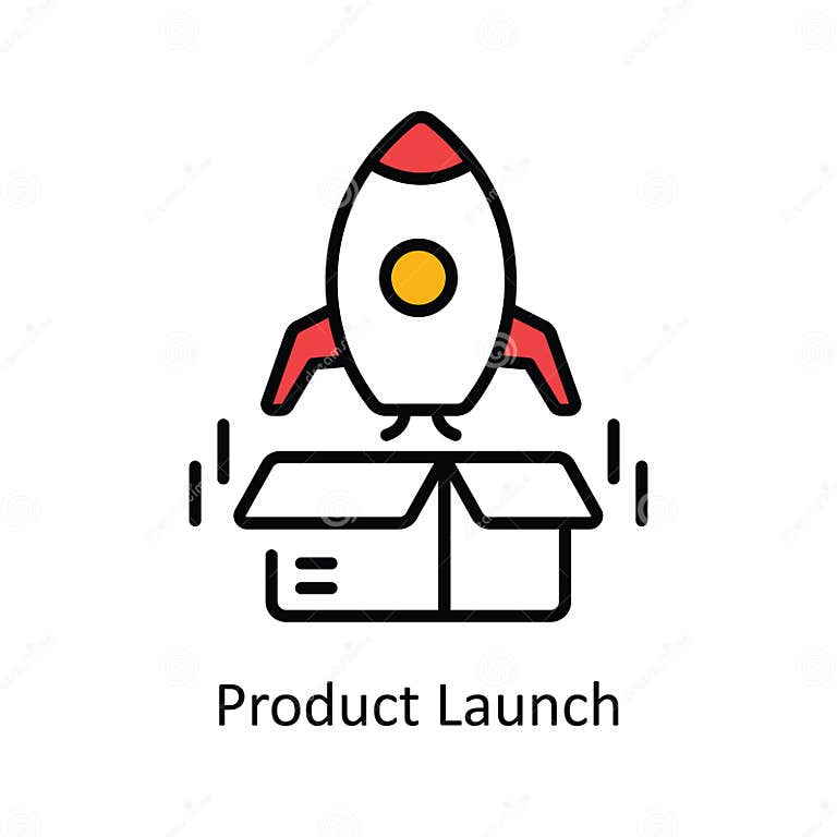 Product Launch Vector Fill Outline Icon Design Illustration. Product ...
