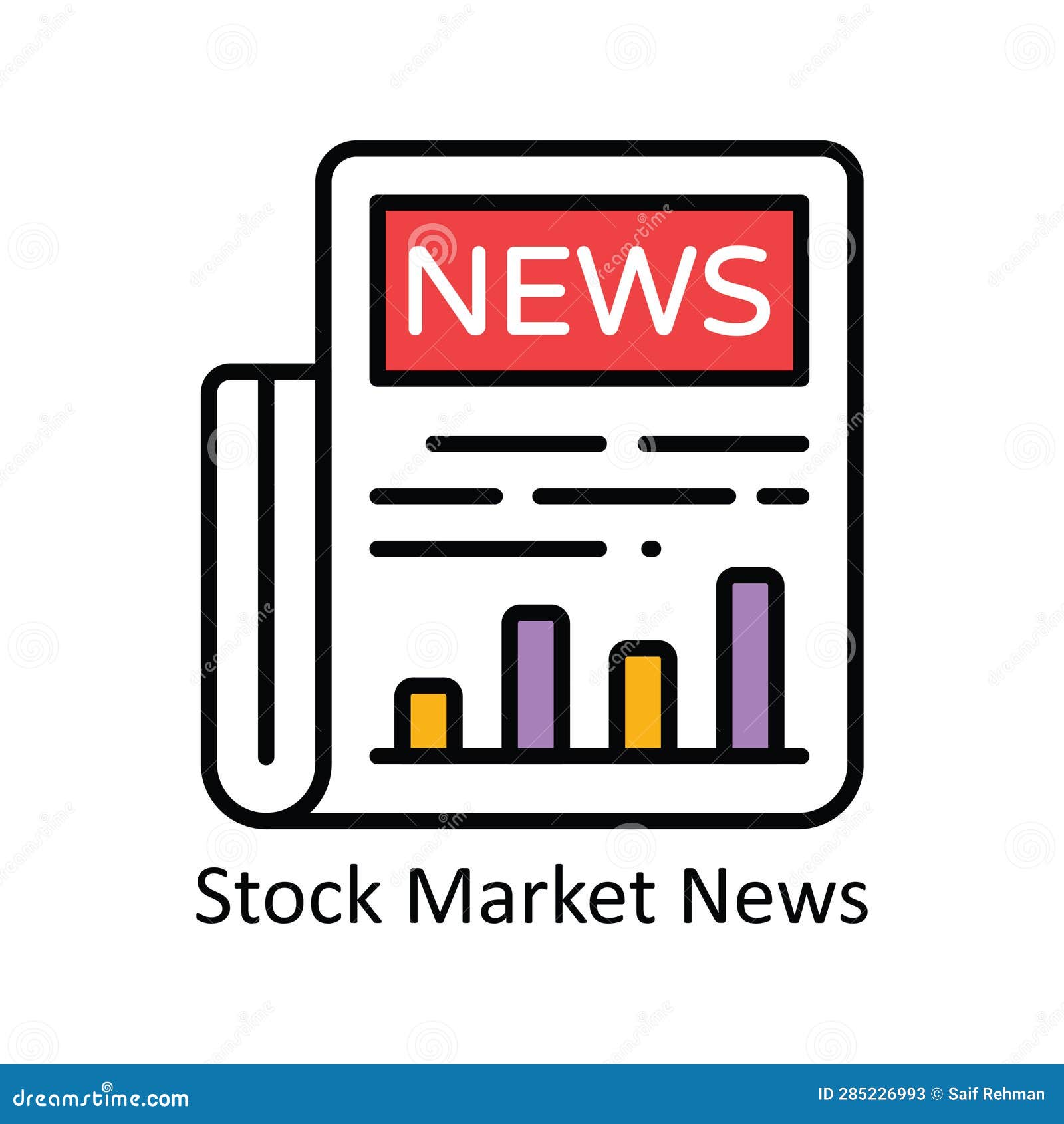 Stock Market News Vector Fill Outline Icon Design Illustration. Product ...