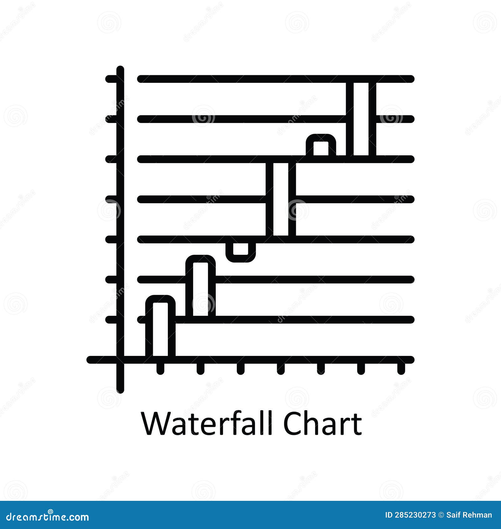 Waterfall Chart Vector Outline Icon Design Illustration. Product ...