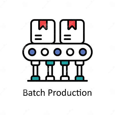 Batch Production Vector Fill Outline Icon Design Illustration. Smart ...