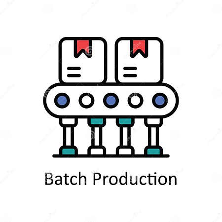 Batch Production Vector Fill Outline Icon Design Illustration. Smart ...