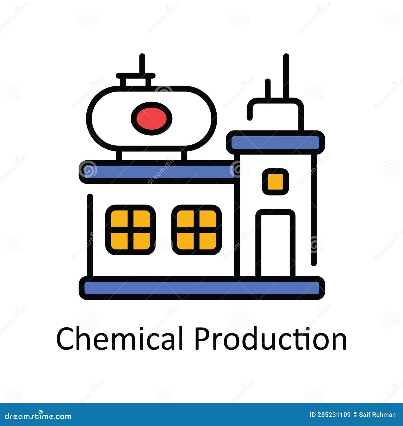 Chemical Production Vector Fill Outline Icon Design Illustration. Smart ...