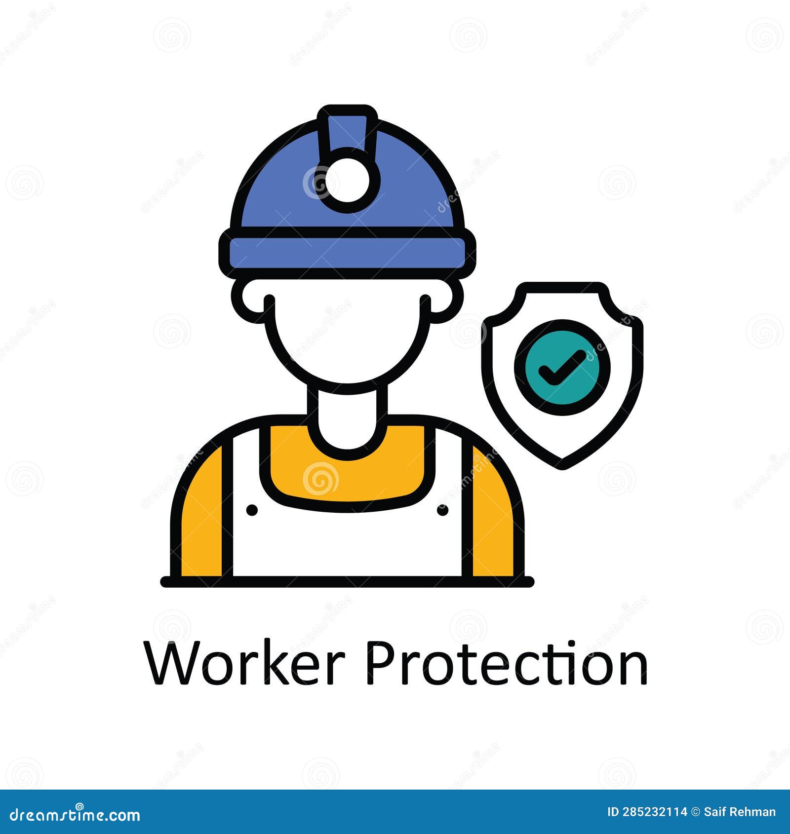 Worker Protection Vector Fill Outline Icon Design Illustration. Smart ...