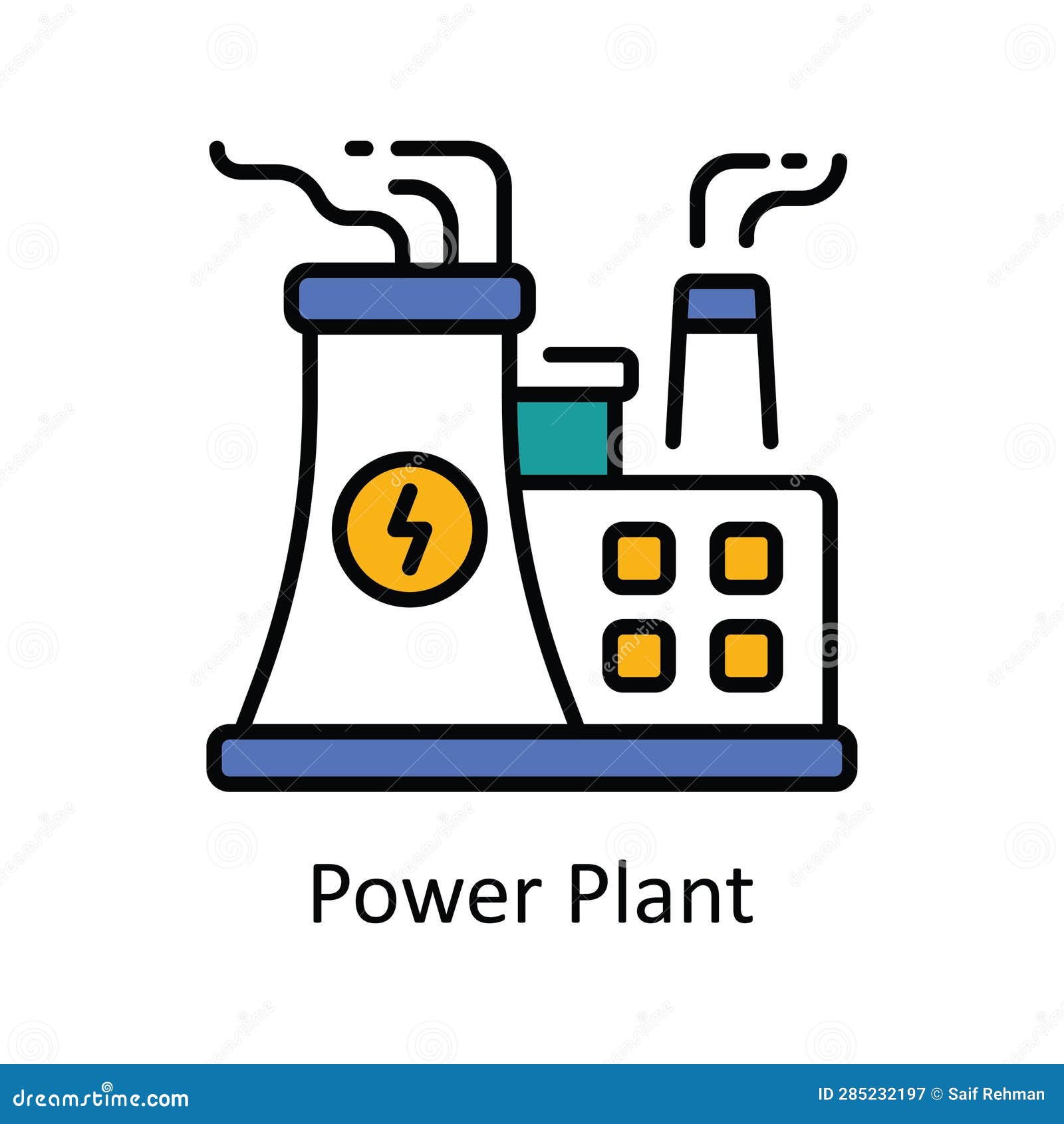 Power Plant Vector Fill Outline Icon Design Illustration. Smart ...