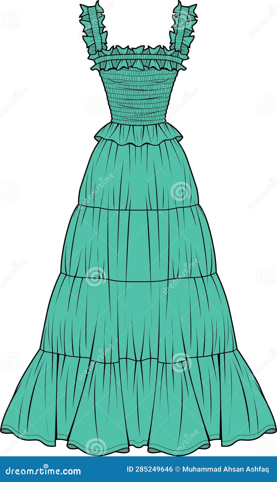 Girls and Women Wear Long Dress Stock Vector - Illustration of galabiya ...