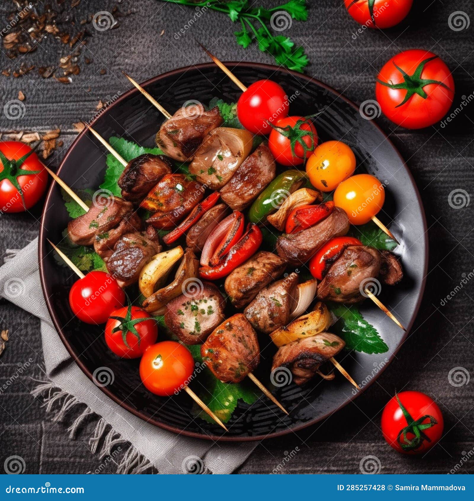 Set Grilled Shish Kebab, Candy, Onigiri, Chicken Leg In Package Box ...