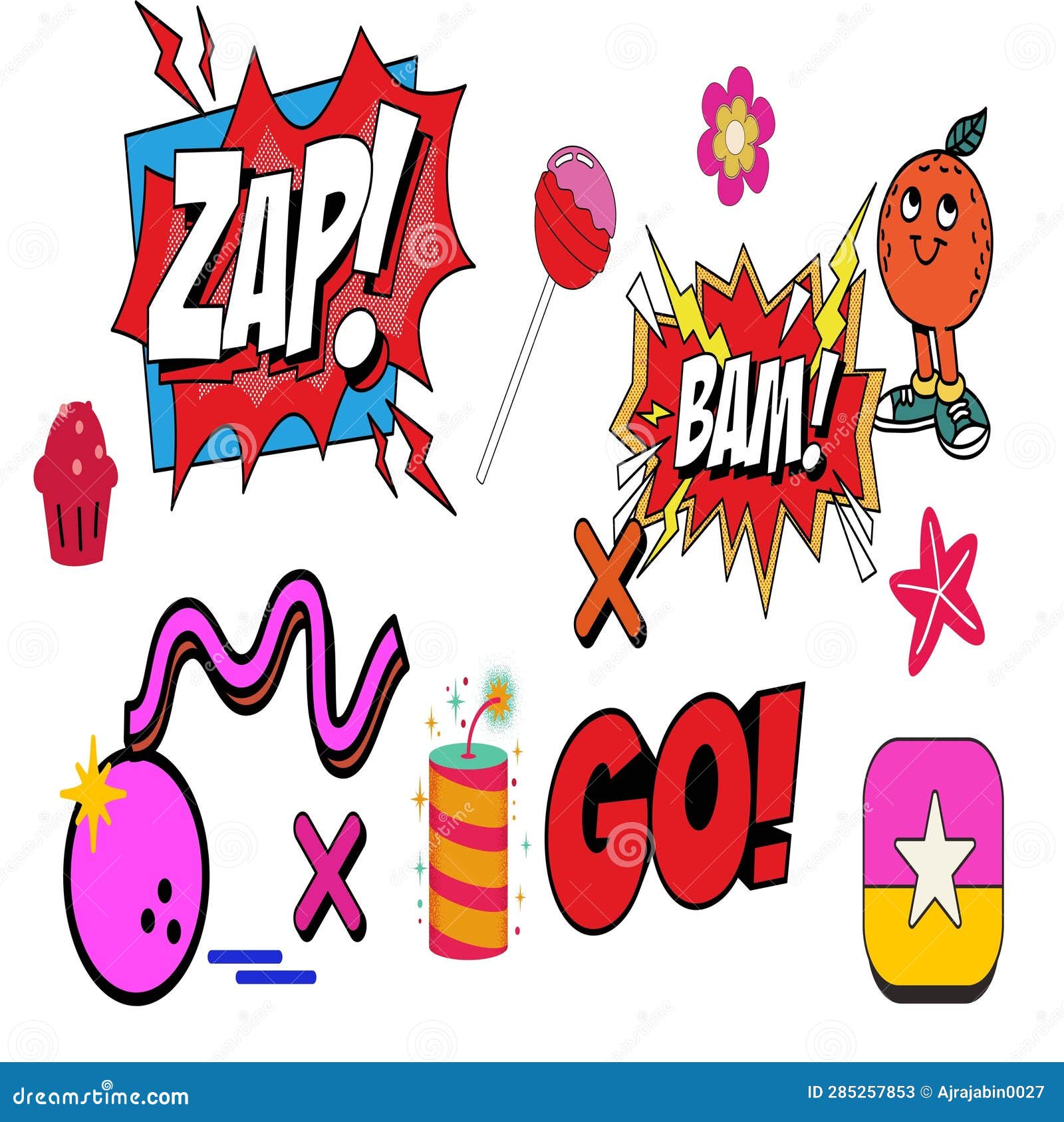 Unique Bold Aesthetic -pow, Zap, Wow, Wham, Bam Royalty-Free Stock ...