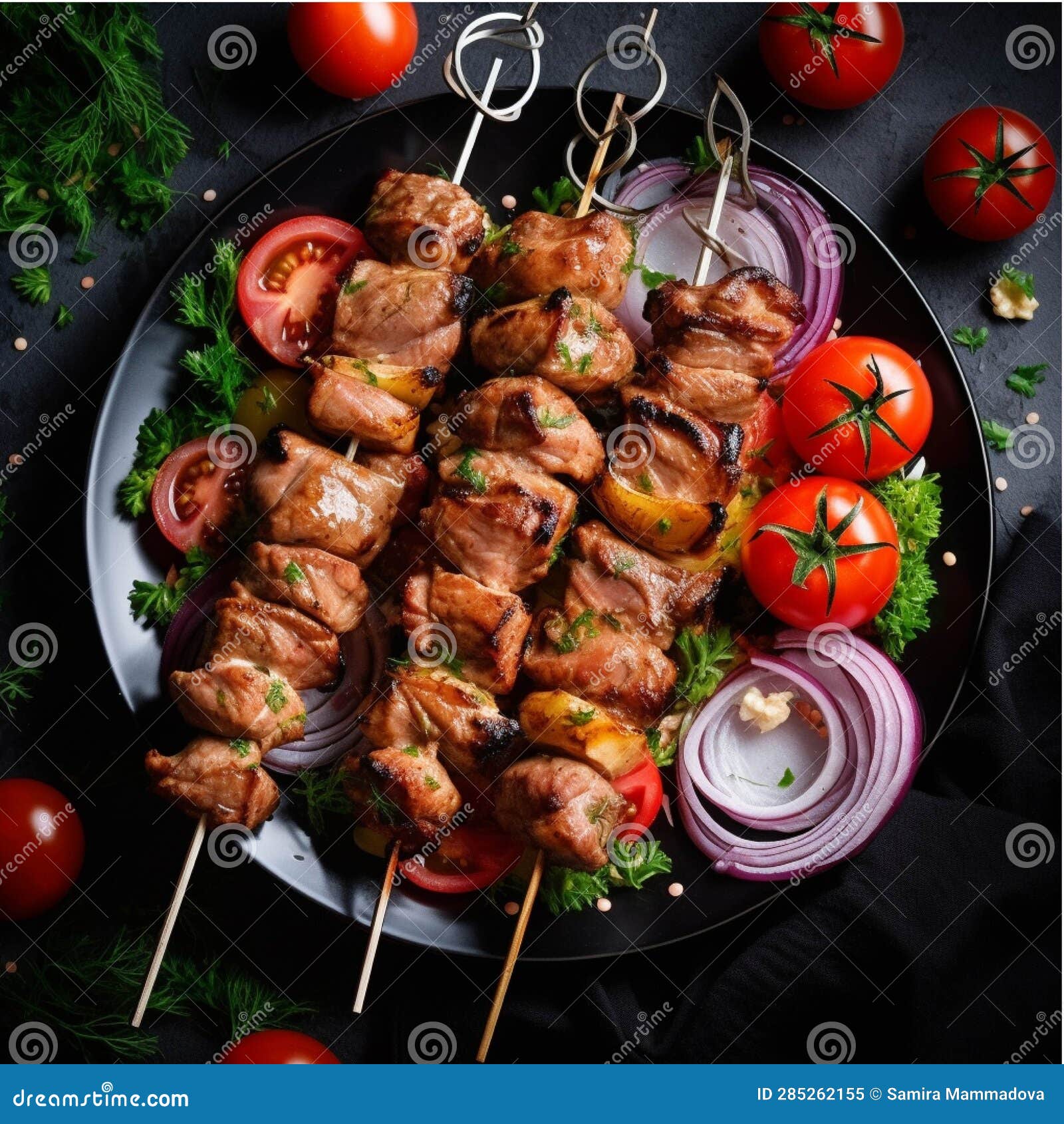 Set Grilled Shish Kebab, Candy, Onigiri, Chicken Leg In Package Box ...