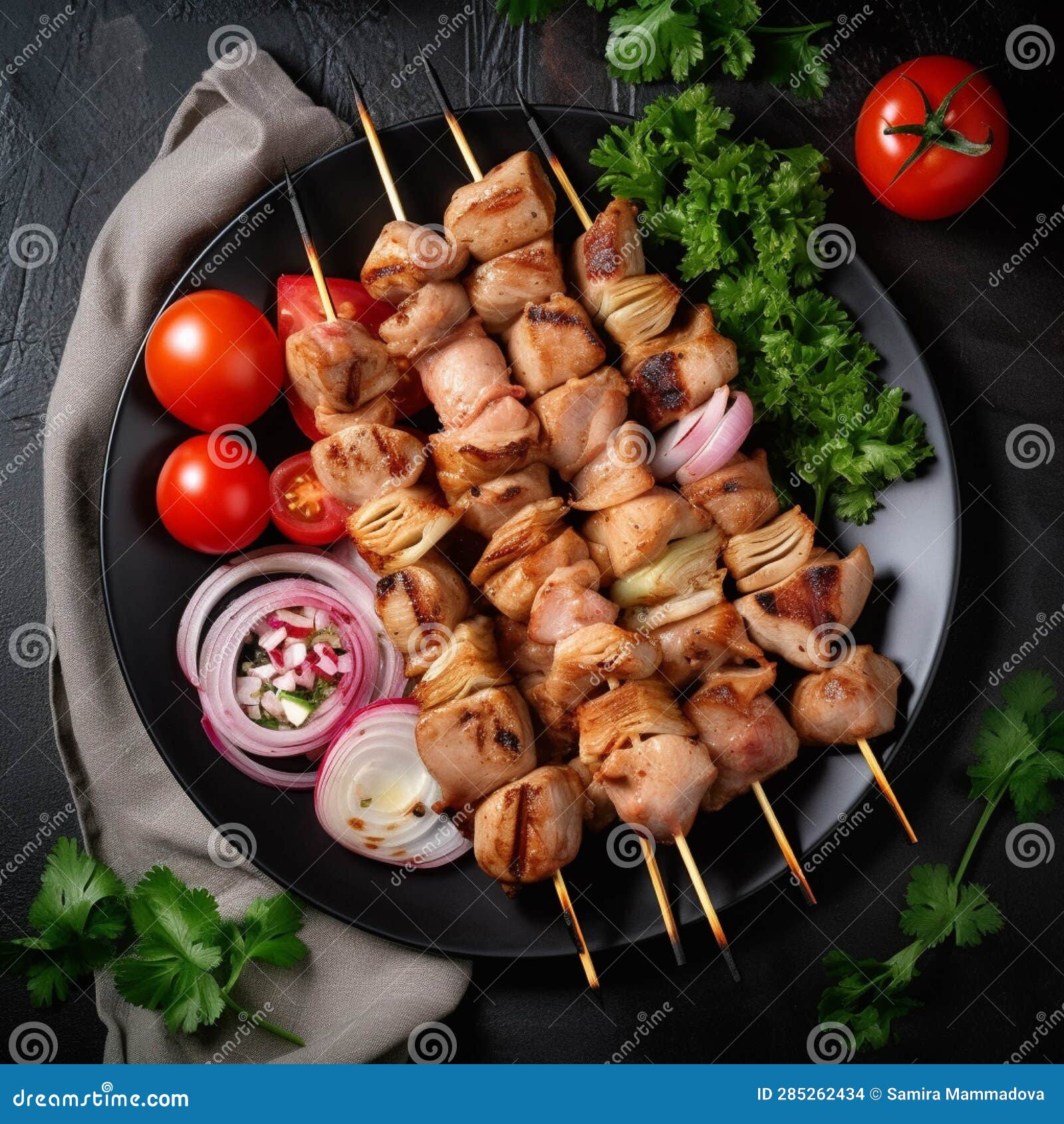 Set Grilled Shish Kebab, Candy, Onigiri, Chicken Leg In Package Box ...