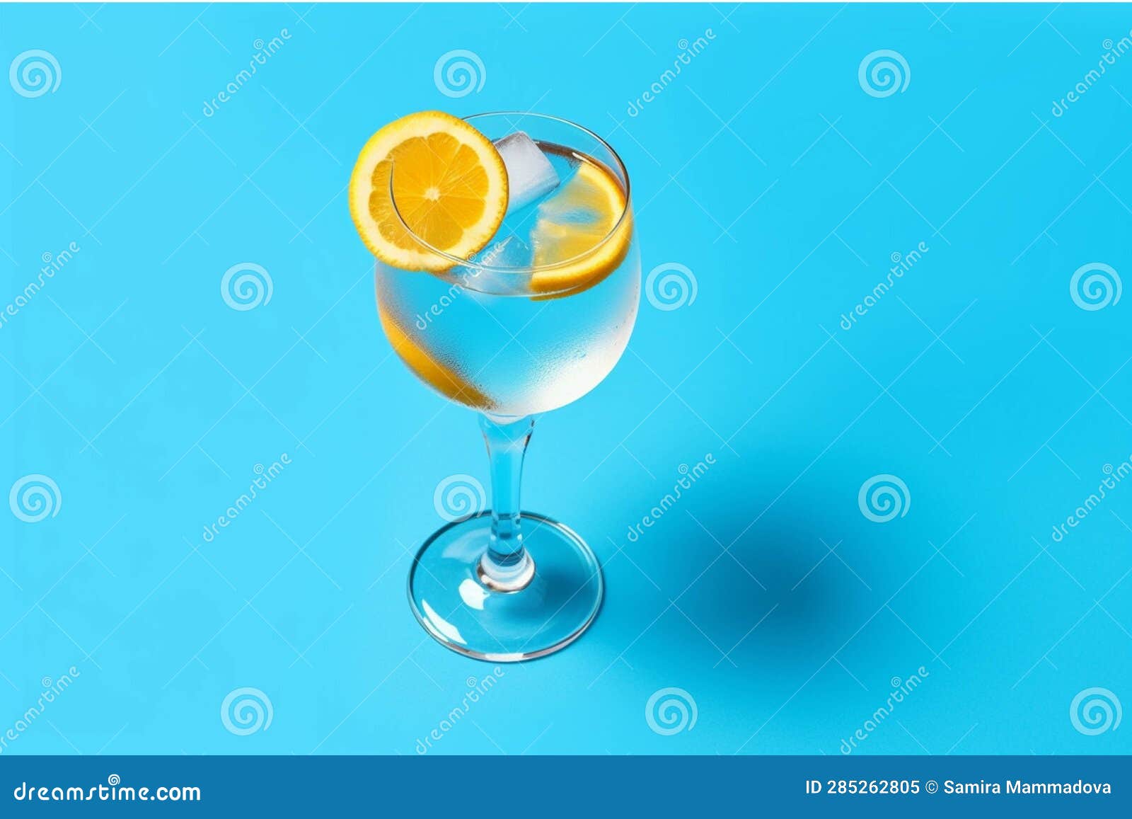 Cocktail with Lemon on a Blue Background Stock Illustration ...
