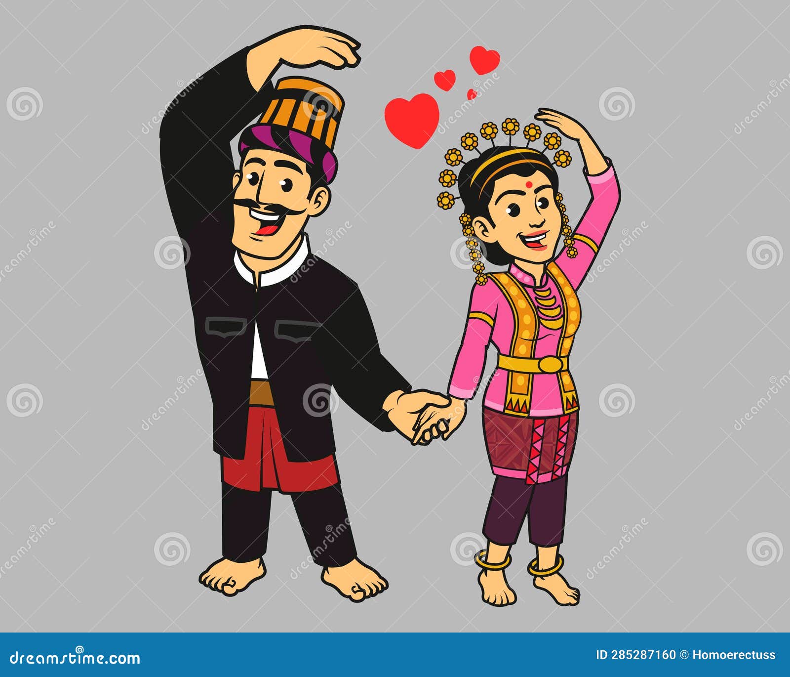 Indonesian Native Aceh Tribe Man and Woman in Traditional Costume Stock ...