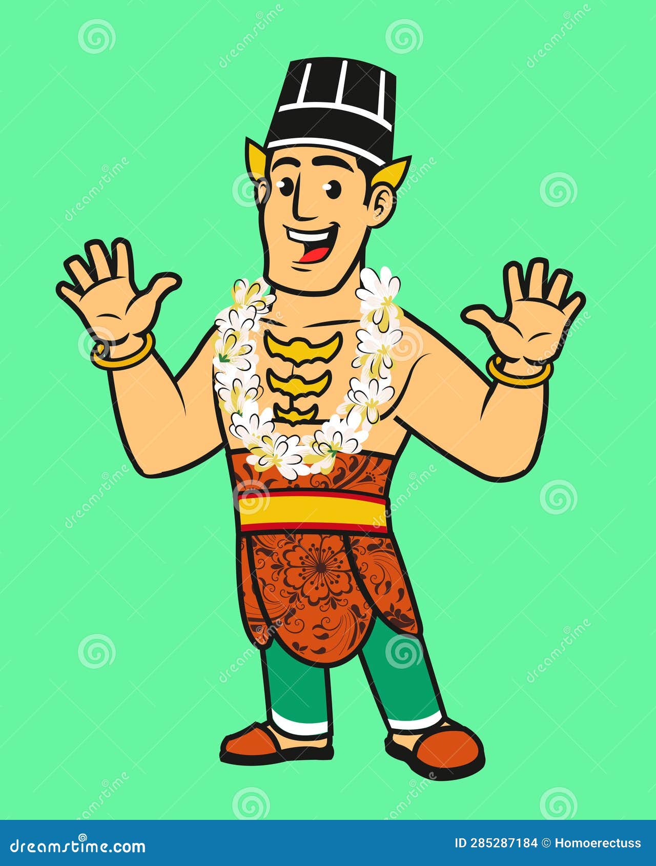 Indonesian Native Mid Java Tribe Man and Woman in Traditional Costume ...