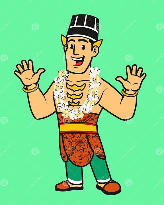 Indonesian Native Mid Java Tribe Man and Woman in Traditional Costume ...