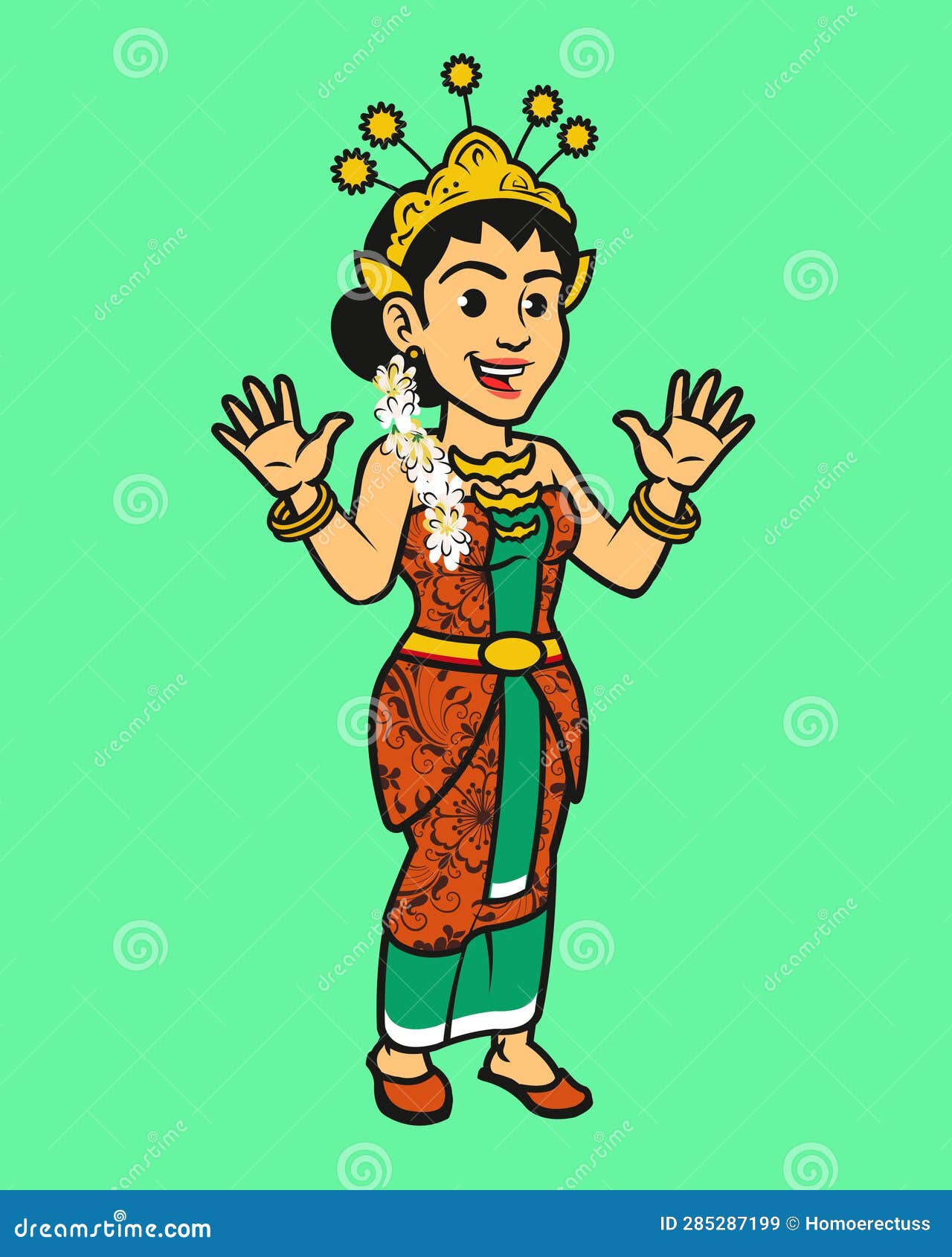 Indonesian Native Mid Java Tribe Man and Woman in Traditional Costume ...