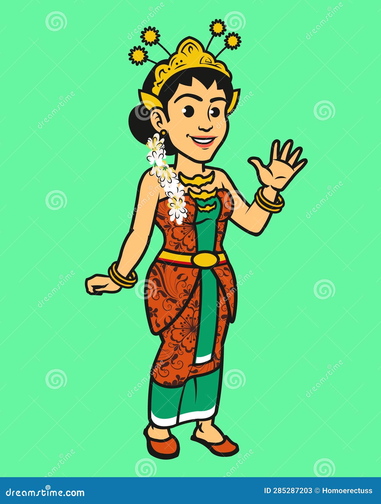 Indonesian Native Mid Java Tribe Man and Woman in Traditional Costume ...