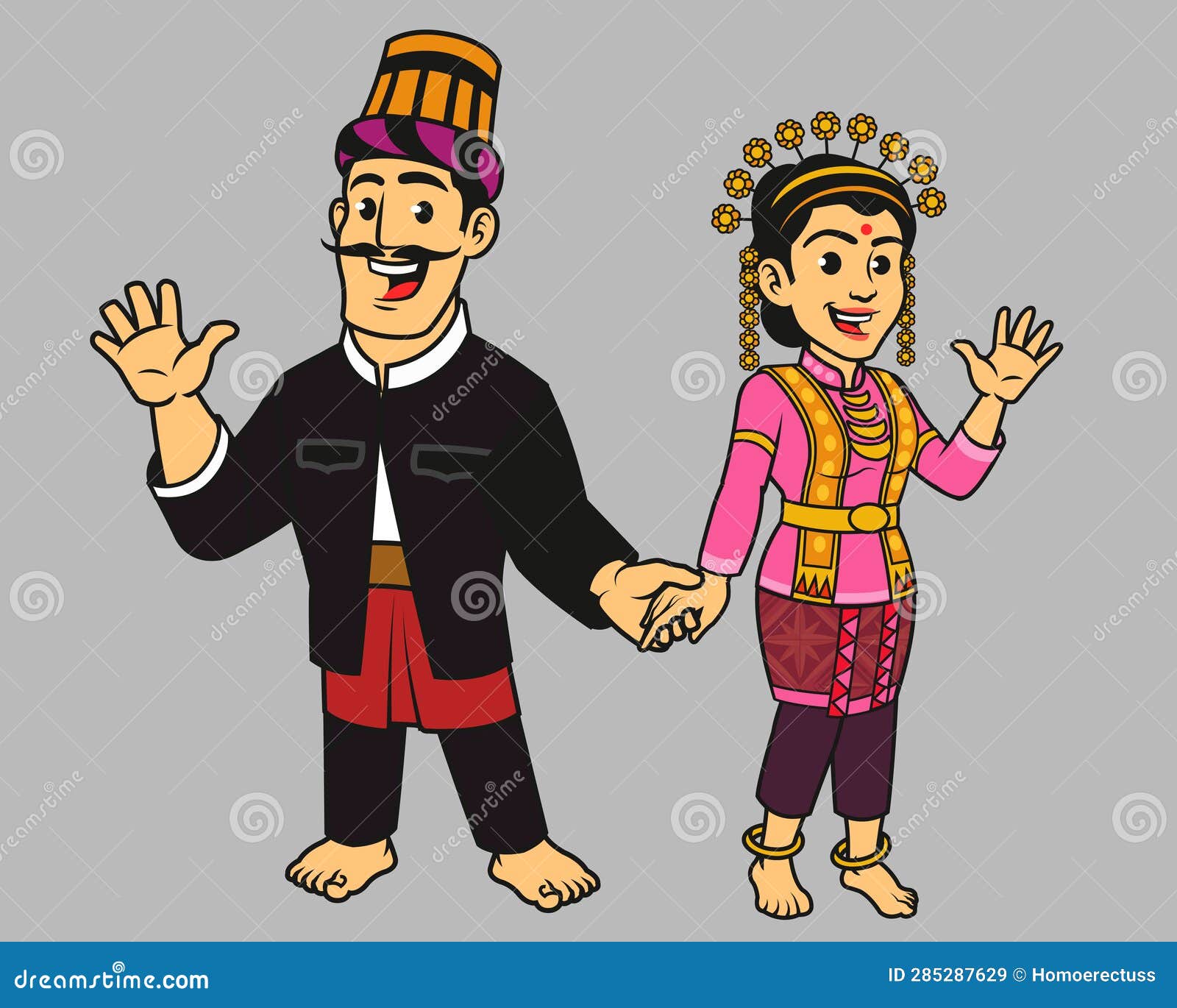 Indonesian Native Aceh Tribe Man and Woman in Traditional Costume Stock ...