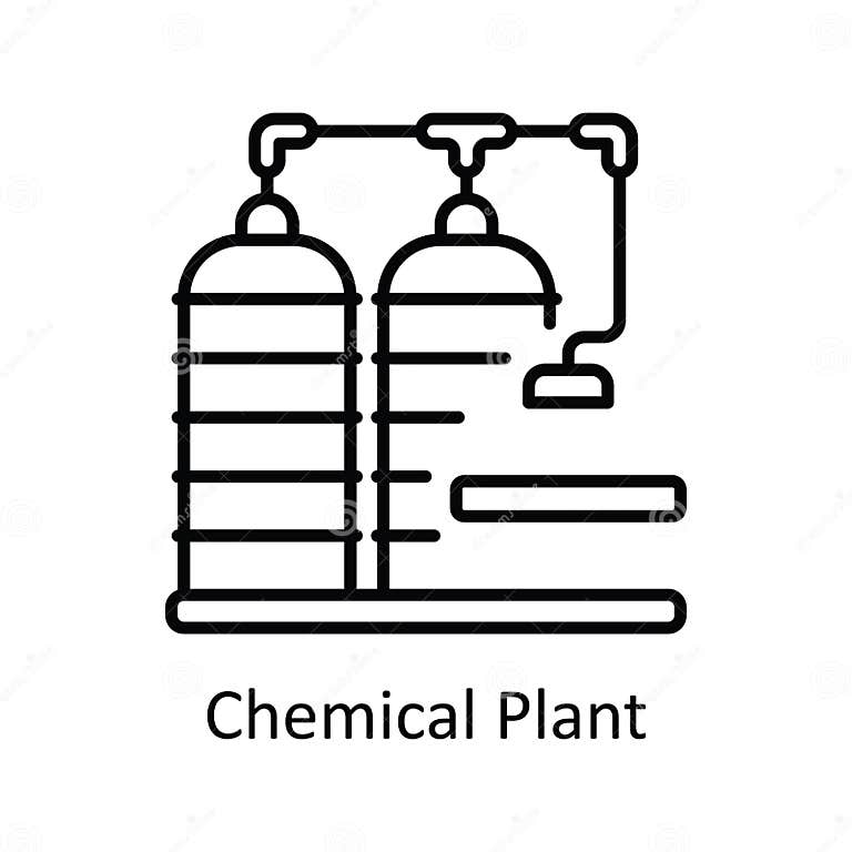 Chemical Plant Vector Outline Icon Design Illustration. Smart ...
