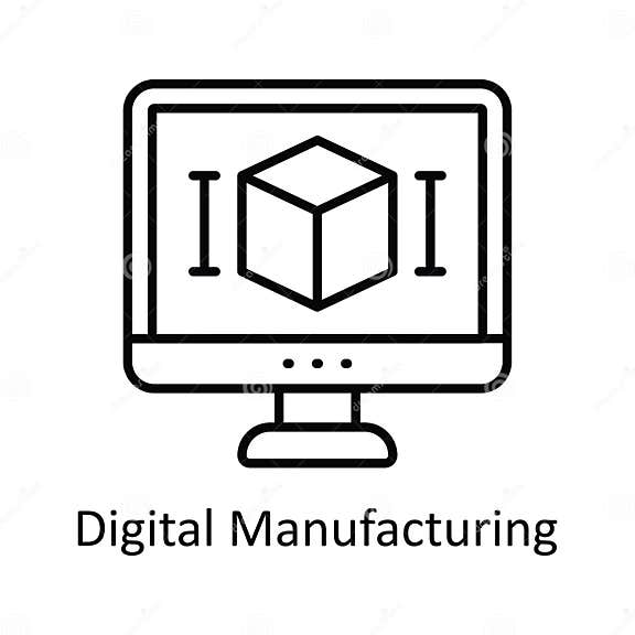 Digital Manufacturing Vector Outline Icon Design Illustration. Smart ...
