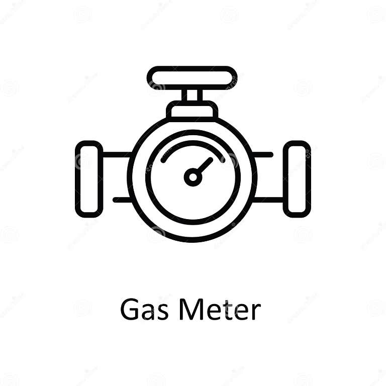 Gas Meter Vector Outline Icon Design Illustration. Smart Industries ...