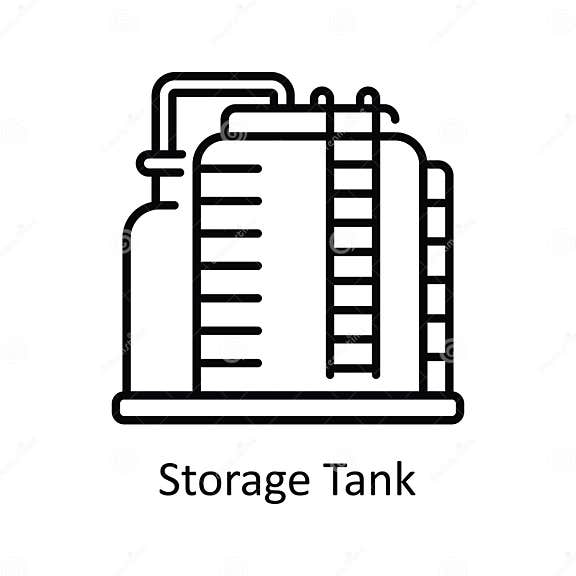 Storage Tank Vector Outline Icon Design Illustration. Smart Industries ...
