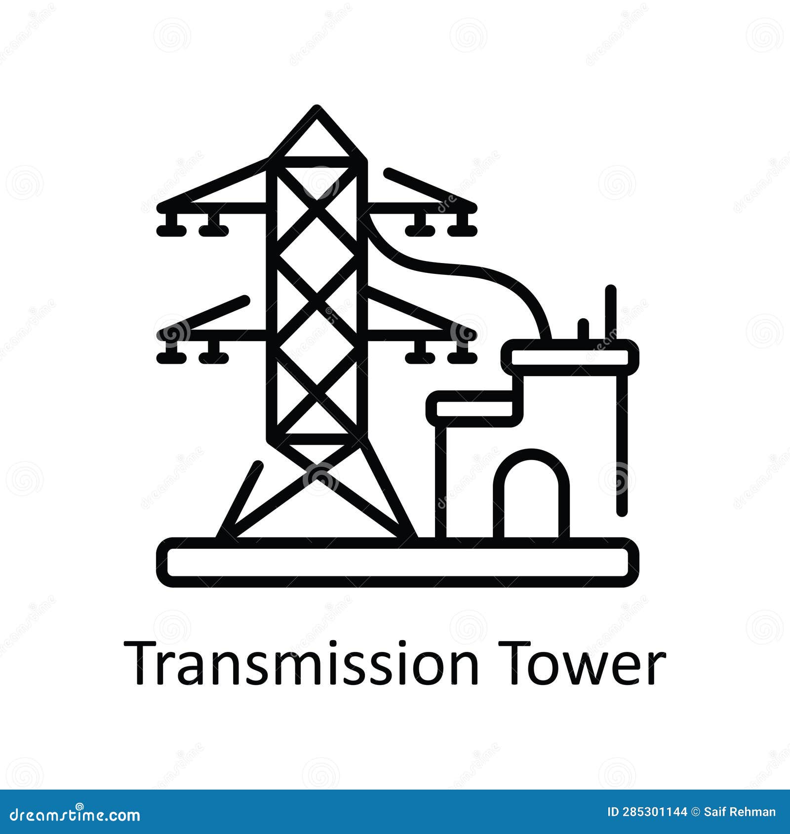 Transmission Tower Vector Outline Icon Design Illustration. Smart ...