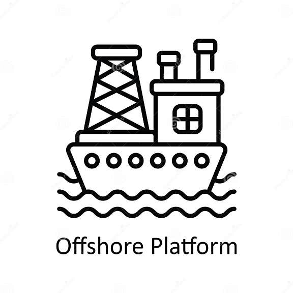 Offshore Platform Vector Outline Icon Design Illustration. Smart ...