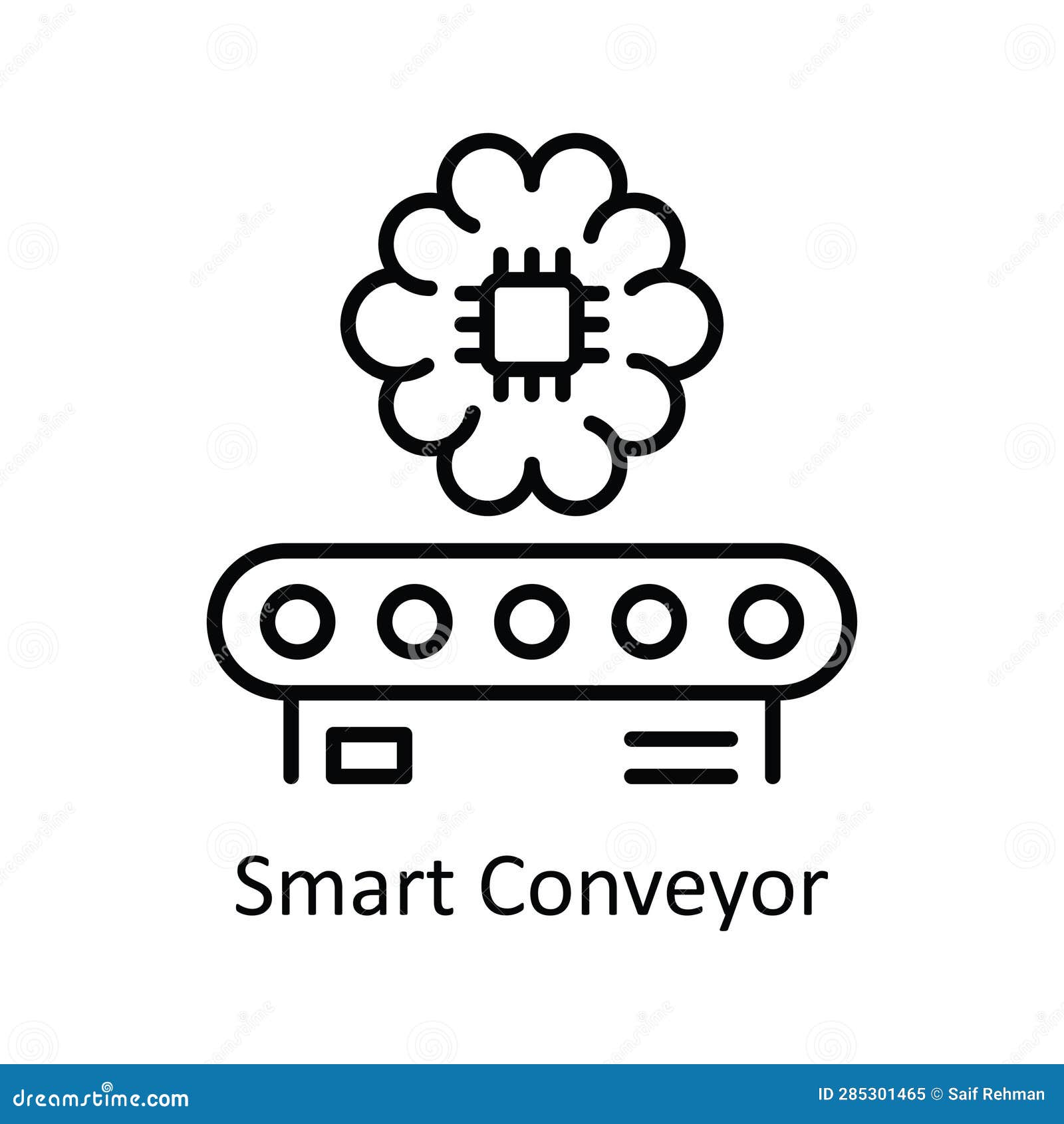 Smart Conveyor Vector Outline Icon Design Illustration. Smart Industries Symbol on White ...