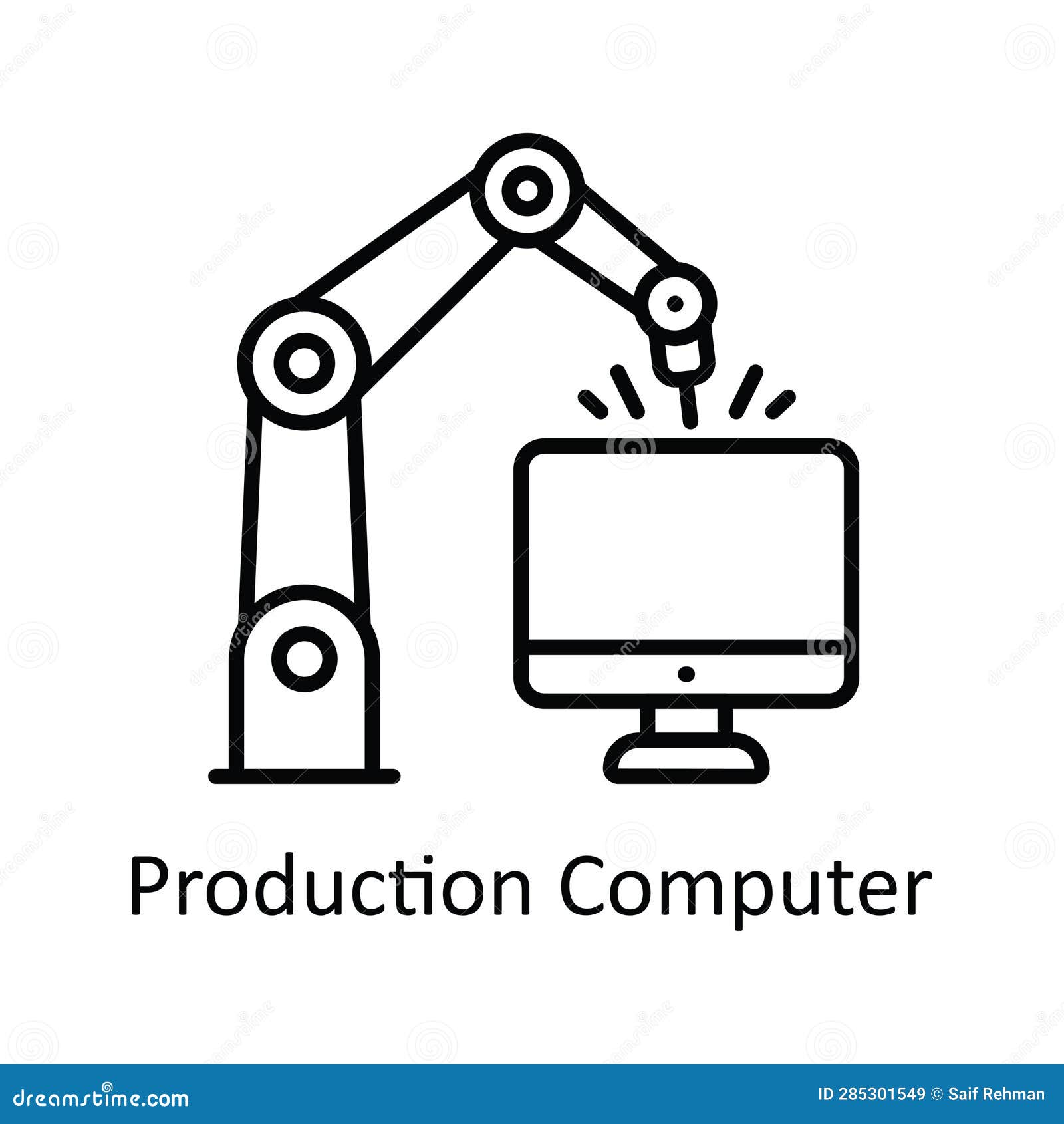 Production Computer Vector Outline Icon Design Illustration. Smart ...