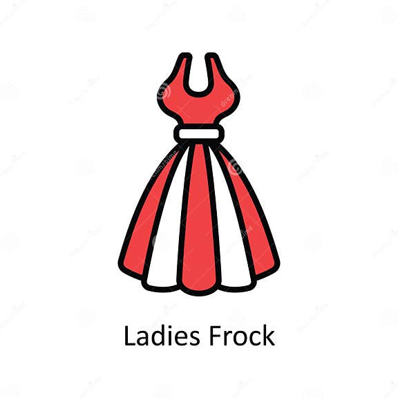 Ladies Frock Vector Fill Outline Icon Design Illustration. Travel and ...