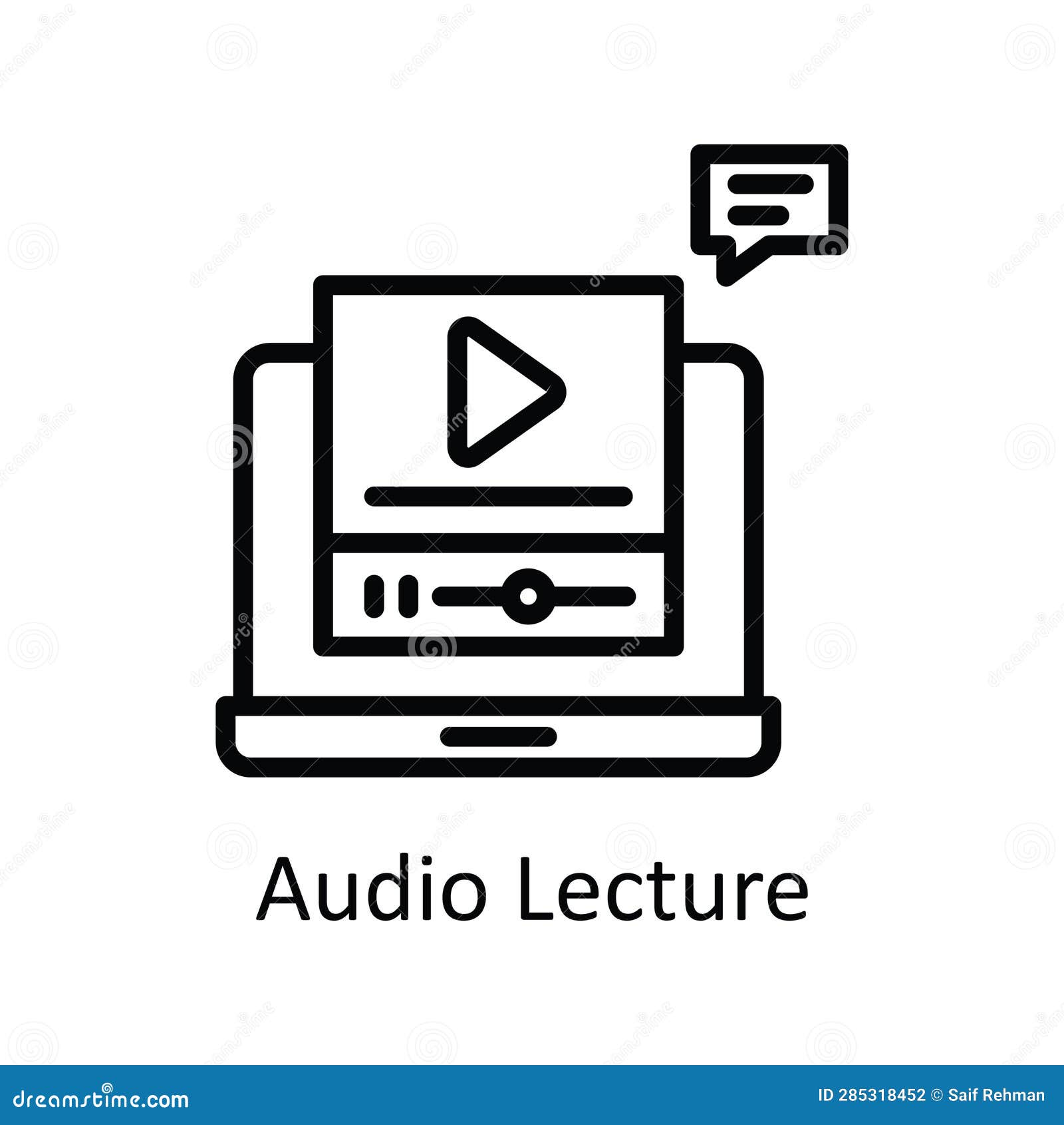 Audio Lecture Vector Outline Icon Design Illustration. Educational ...
