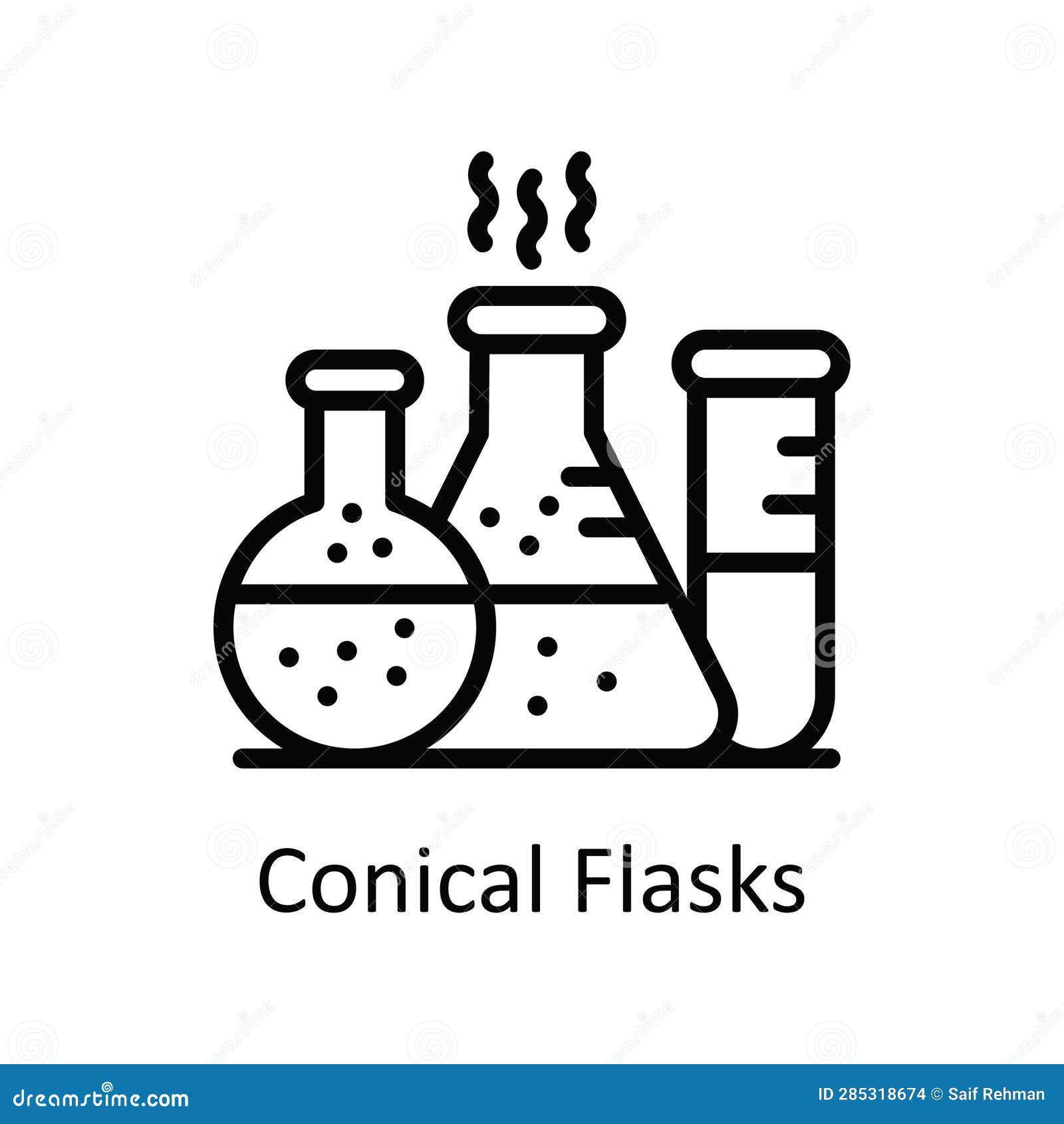 Conical Flask Vector Outline Icon Design Illustration. Educational ...