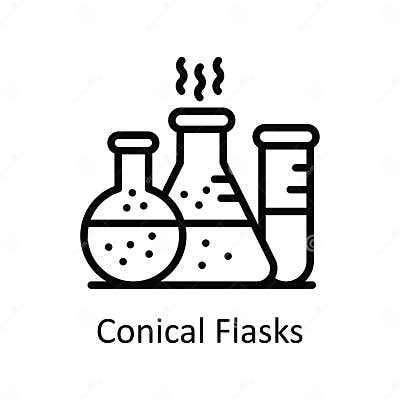 Conical Flask Vector Outline Icon Design Illustration. Educational ...