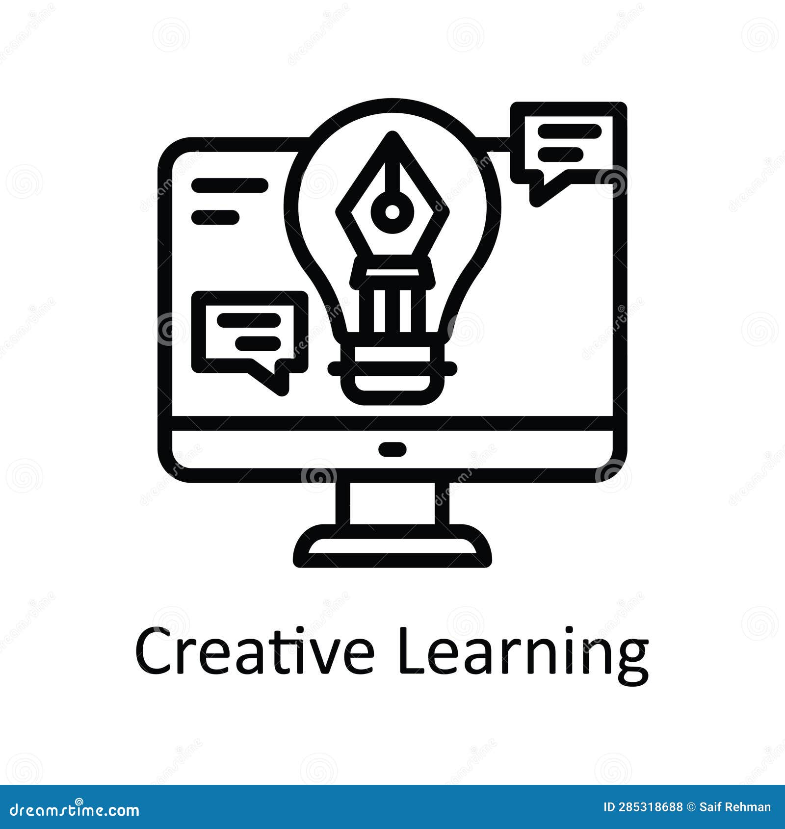 Creative Learning Vector Outline Icon Design Illustration. Educational ...