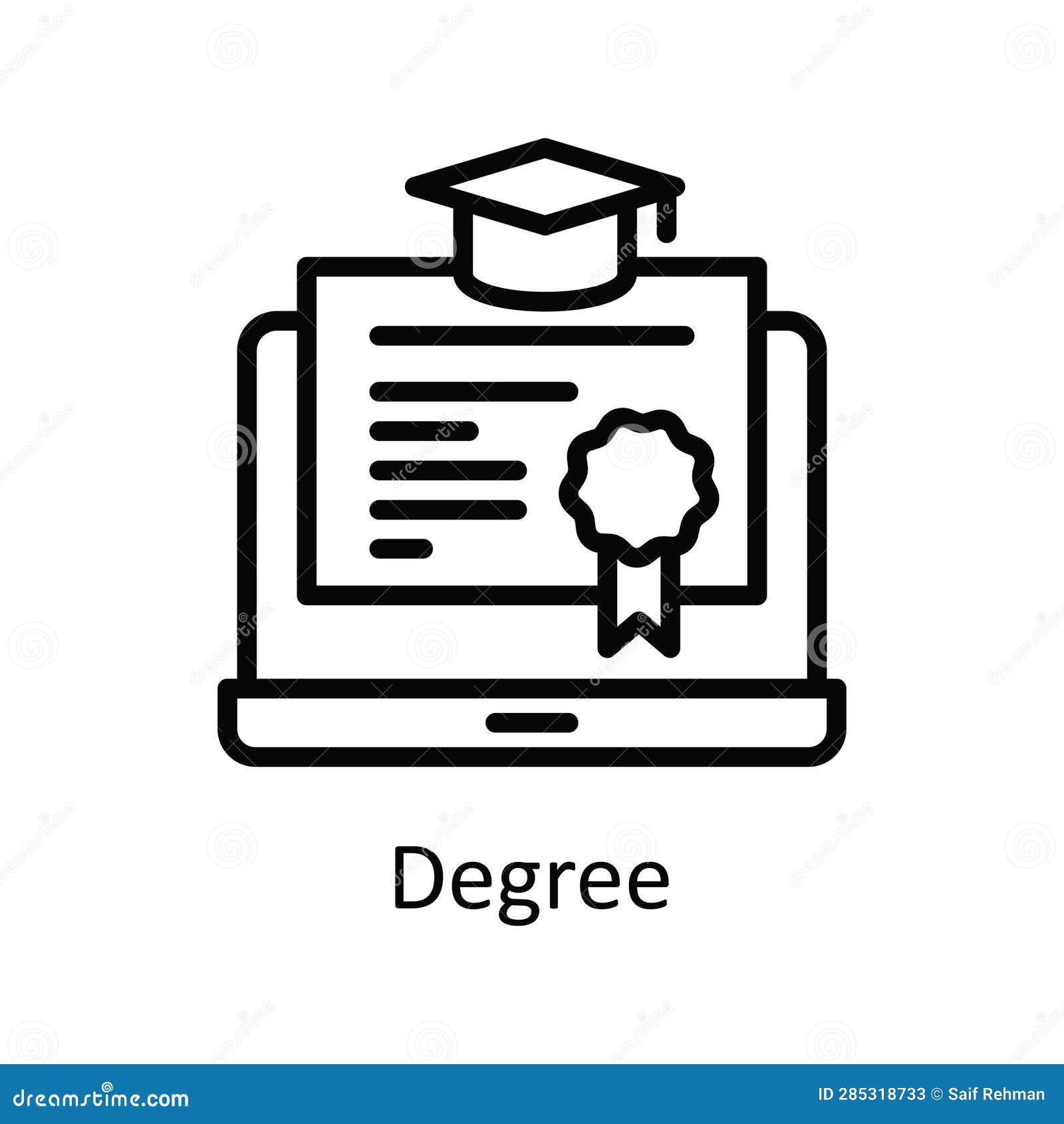 Degree Vector Outline Icon Design Illustration. Educational Technology ...