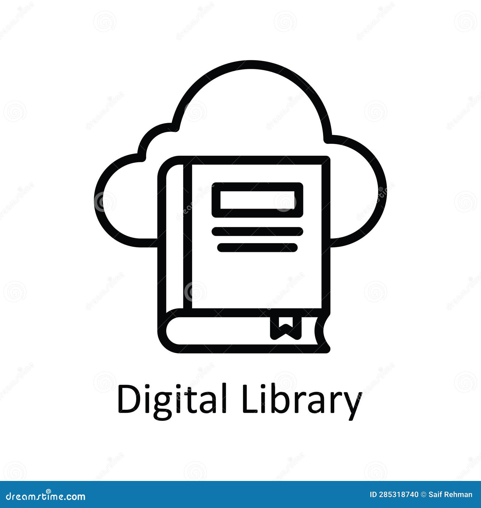 Digital Library Vector Outline Icon Design Illustration. Educational ...