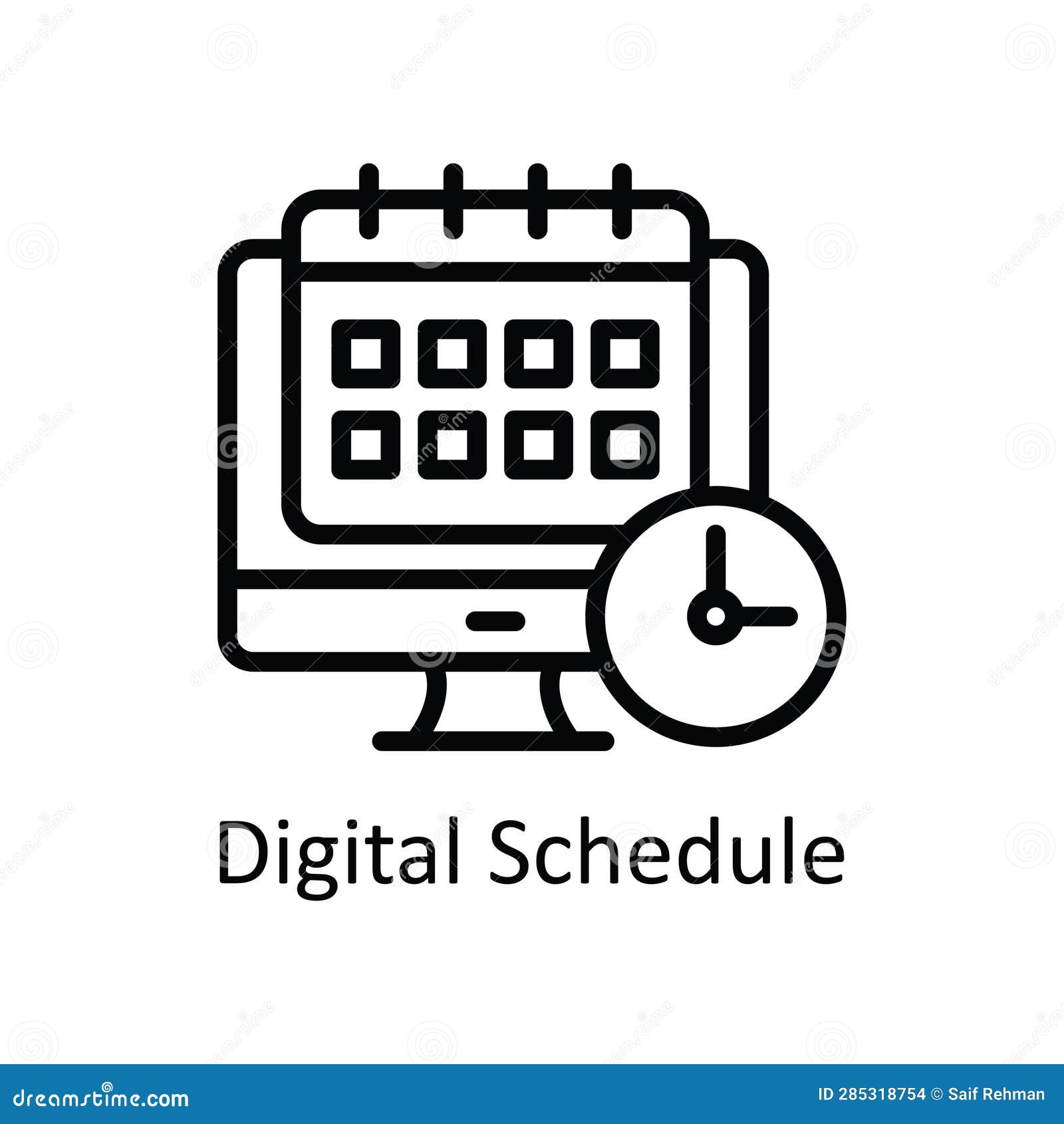 Digital Schedule Vector Outline Icon Design Illustration. Educational ...