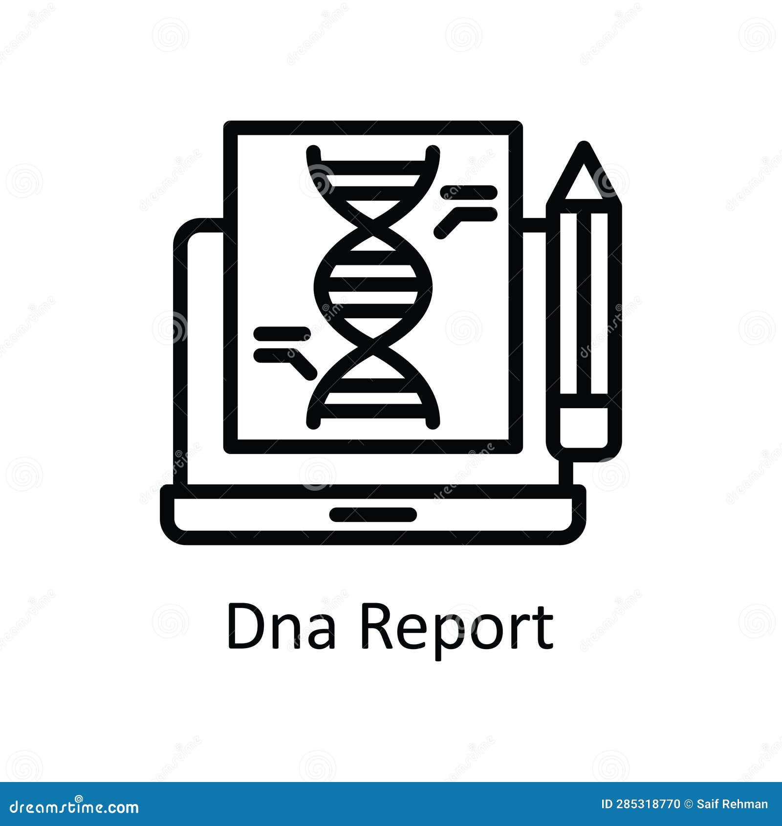 Dna Report Vector Outline Icon Design Illustration. Educational ...