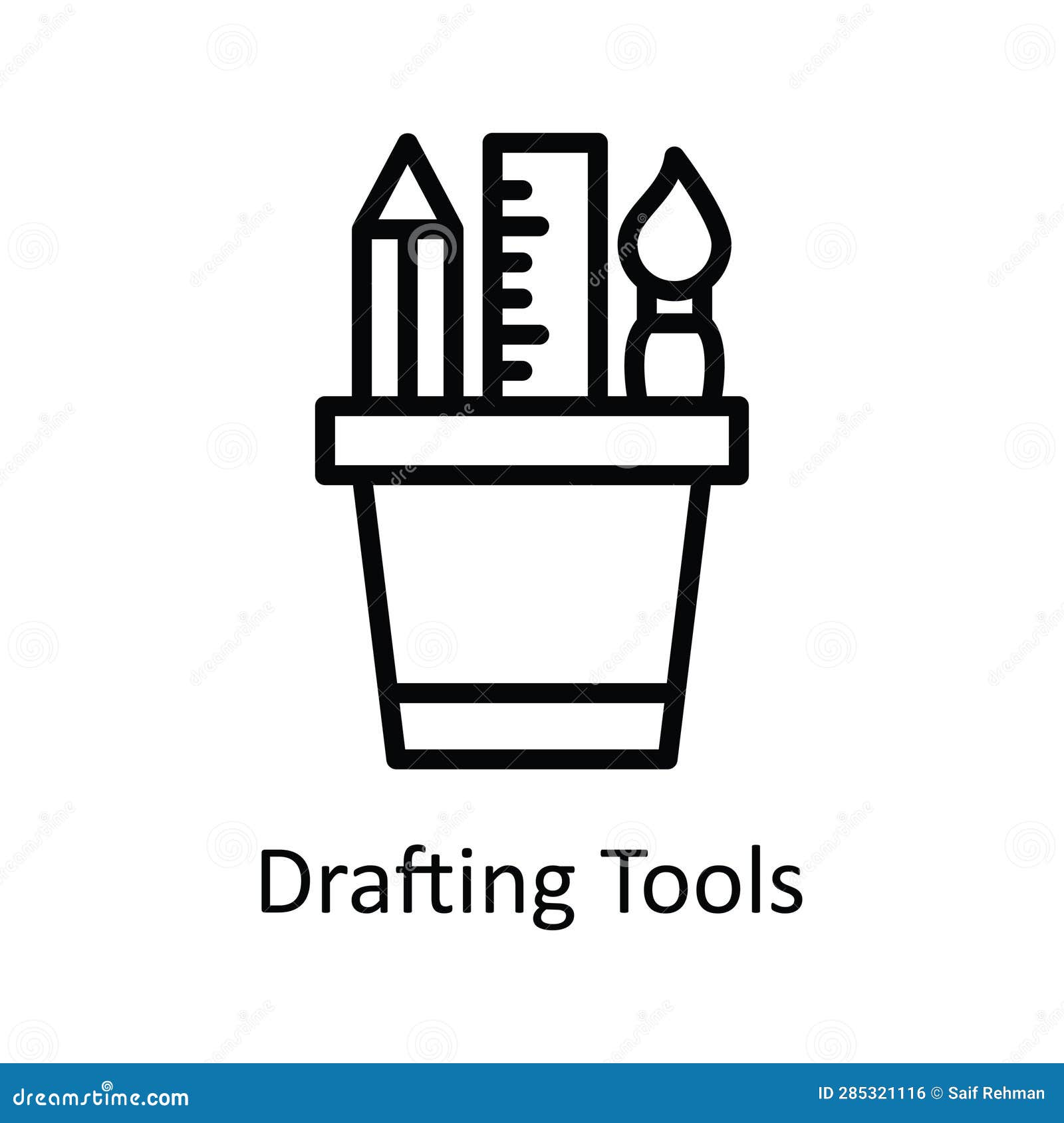 Drafting Tools Vector Outline Icon Design Illustration. Educational ...