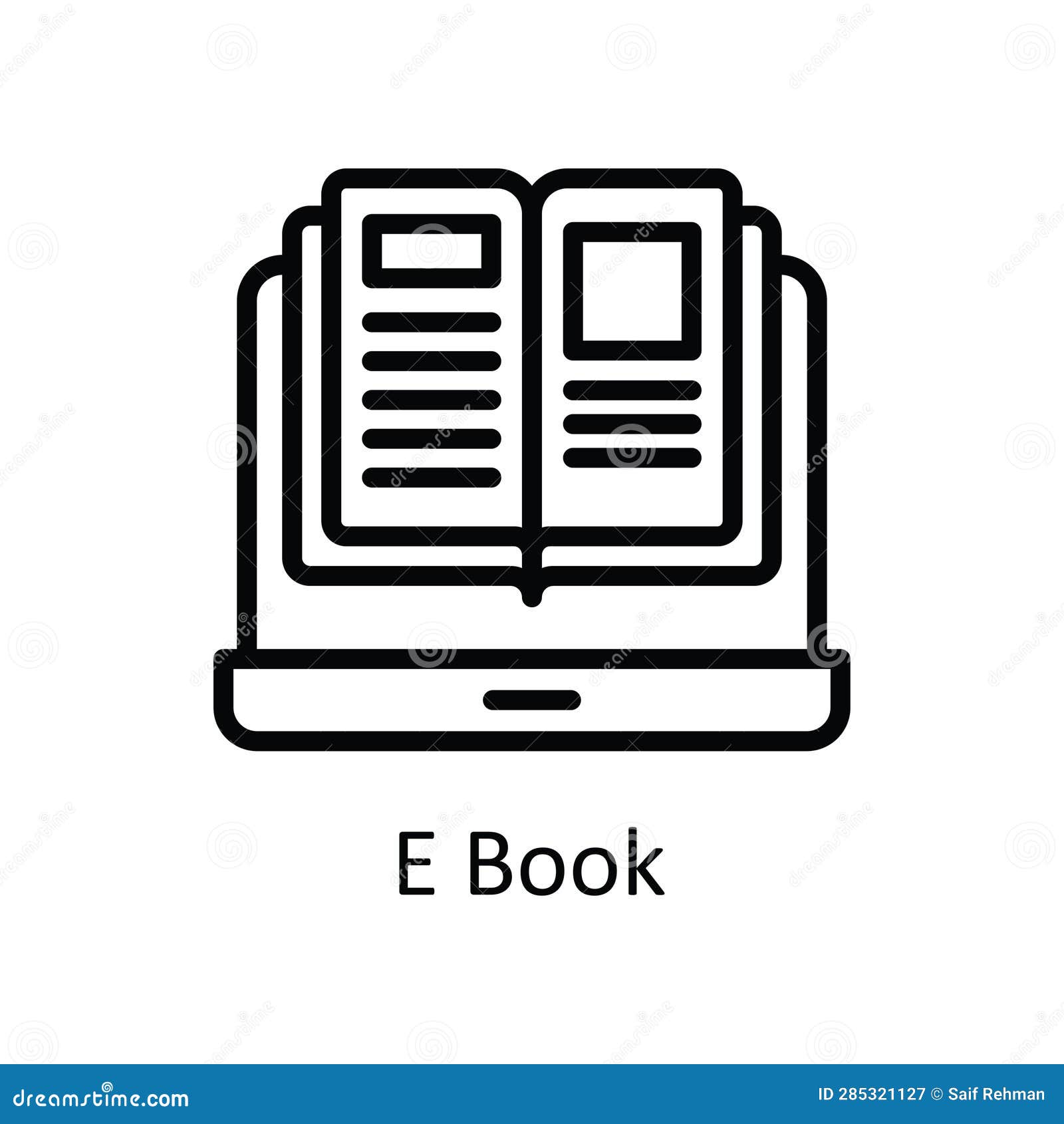 E Book Vector Outline Icon Design Illustration. Educational Technology ...