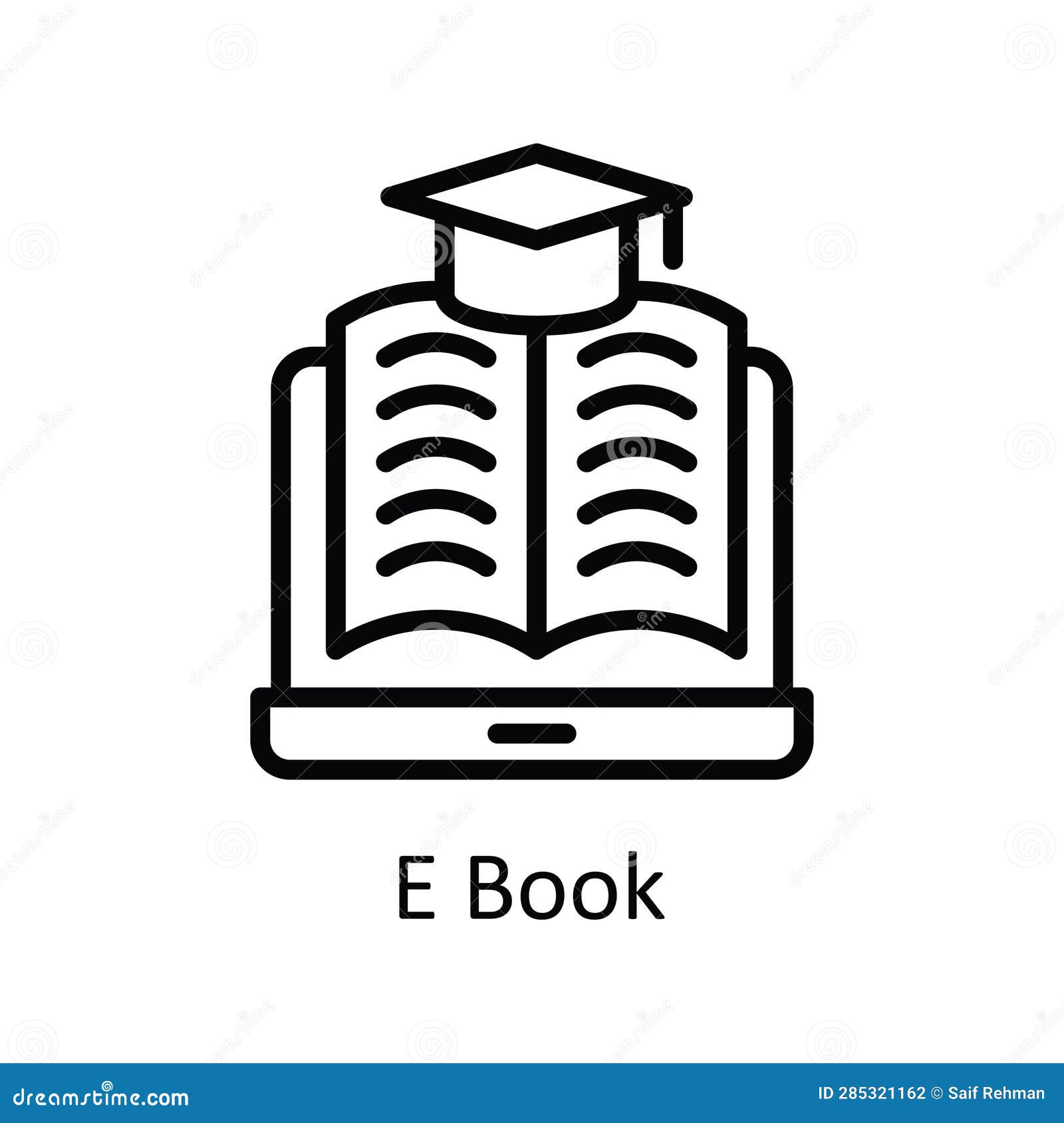 E Book Vector Outline Icon Design Illustration. Educational Technology ...
